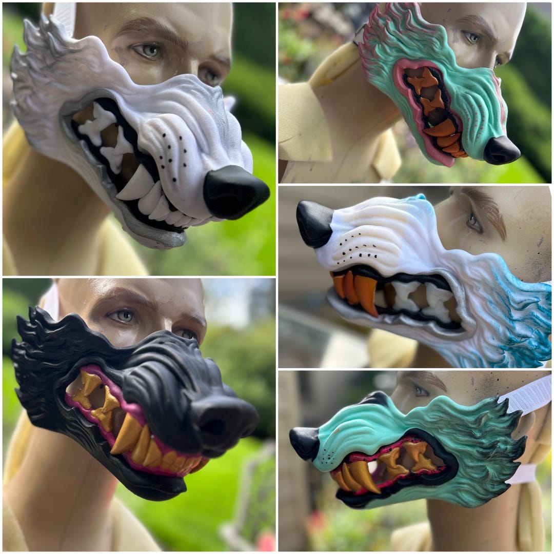 3D Printed Hand Painted Wolf Mask - Etsy