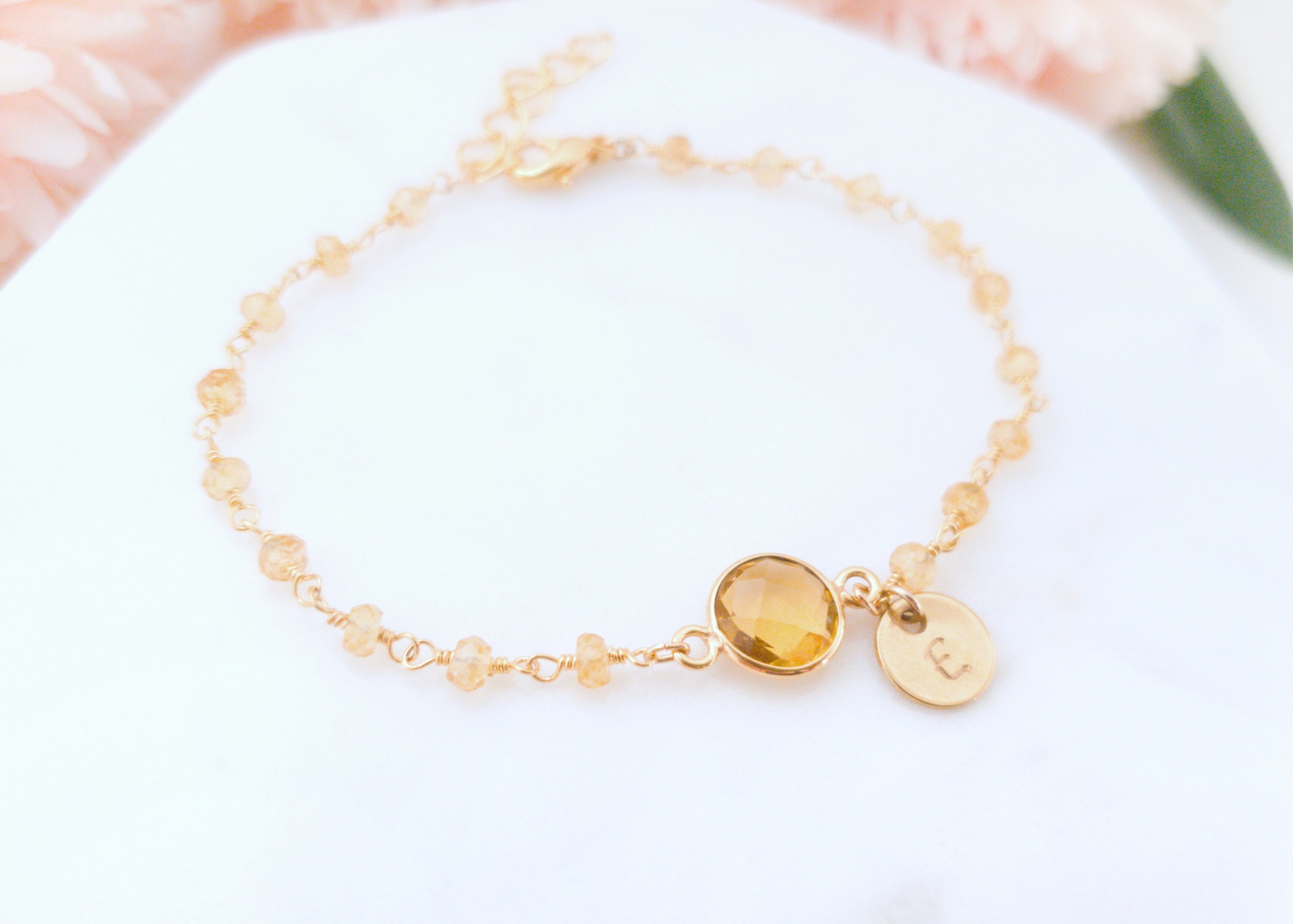 Citrine Bracelet Personalized Jewelry Citrine Jewelry Citrine ...