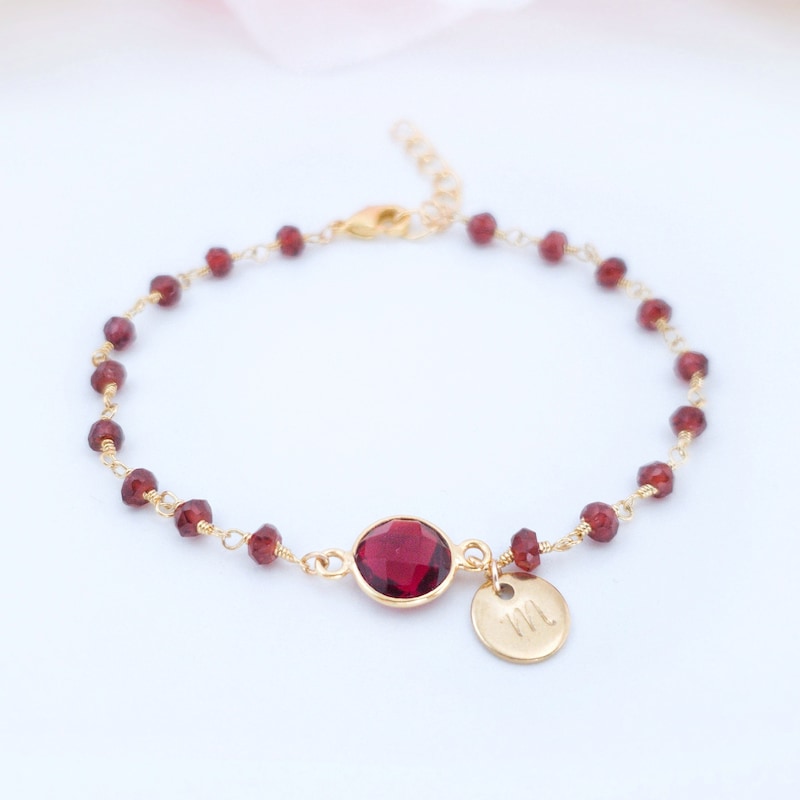 Garnet Monogram Bracelet - Etsy
