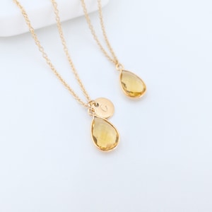 Personalized Citrine Necklace Citrine Initial Birthstone Jewelry ...