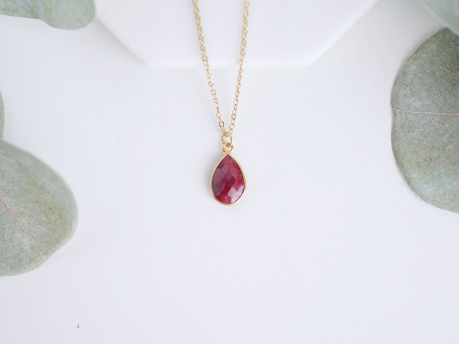 Ruby Necklace Natural Ruby Pendant Necklace Red Stone Necklace Gift for ...