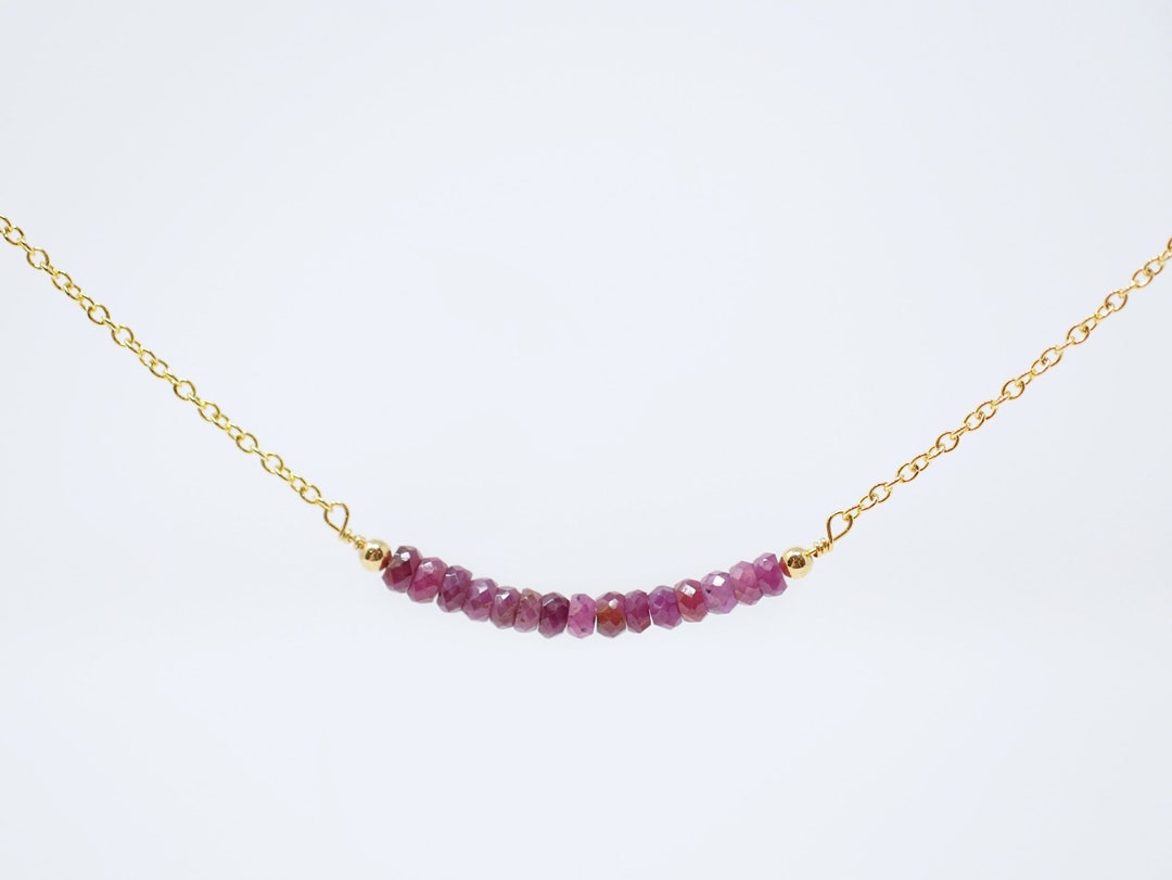 Ruby Necklace July Birthstone Bar Necklace Ruby Jewelry Ruby Birthstone ...