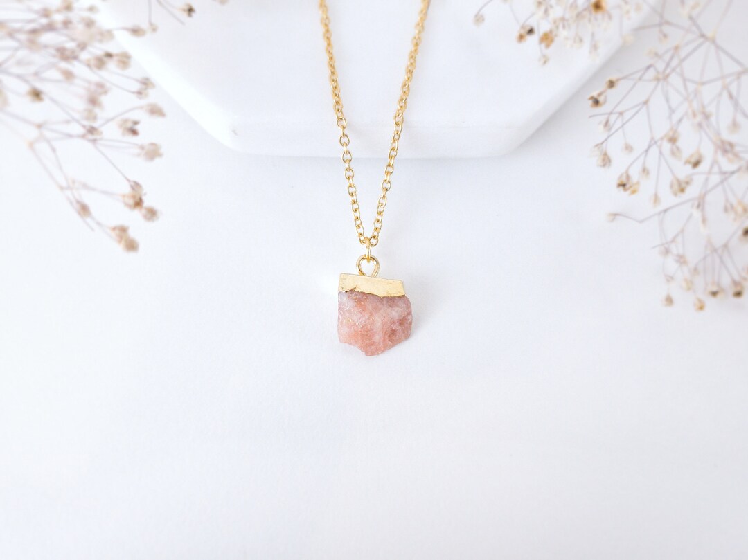 Sunstone Necklace Natural Sunstone Pendant Necklace Raw Sunstone ...