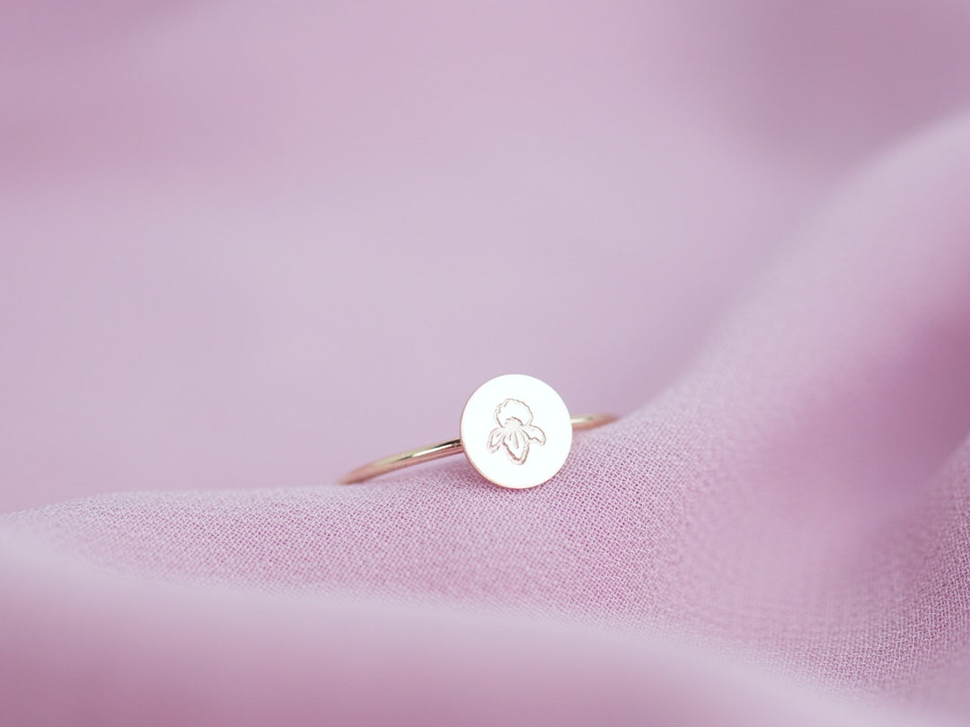 Violet Birth Flower Ring for Women Gold Filled Handmade Rings Birth ...