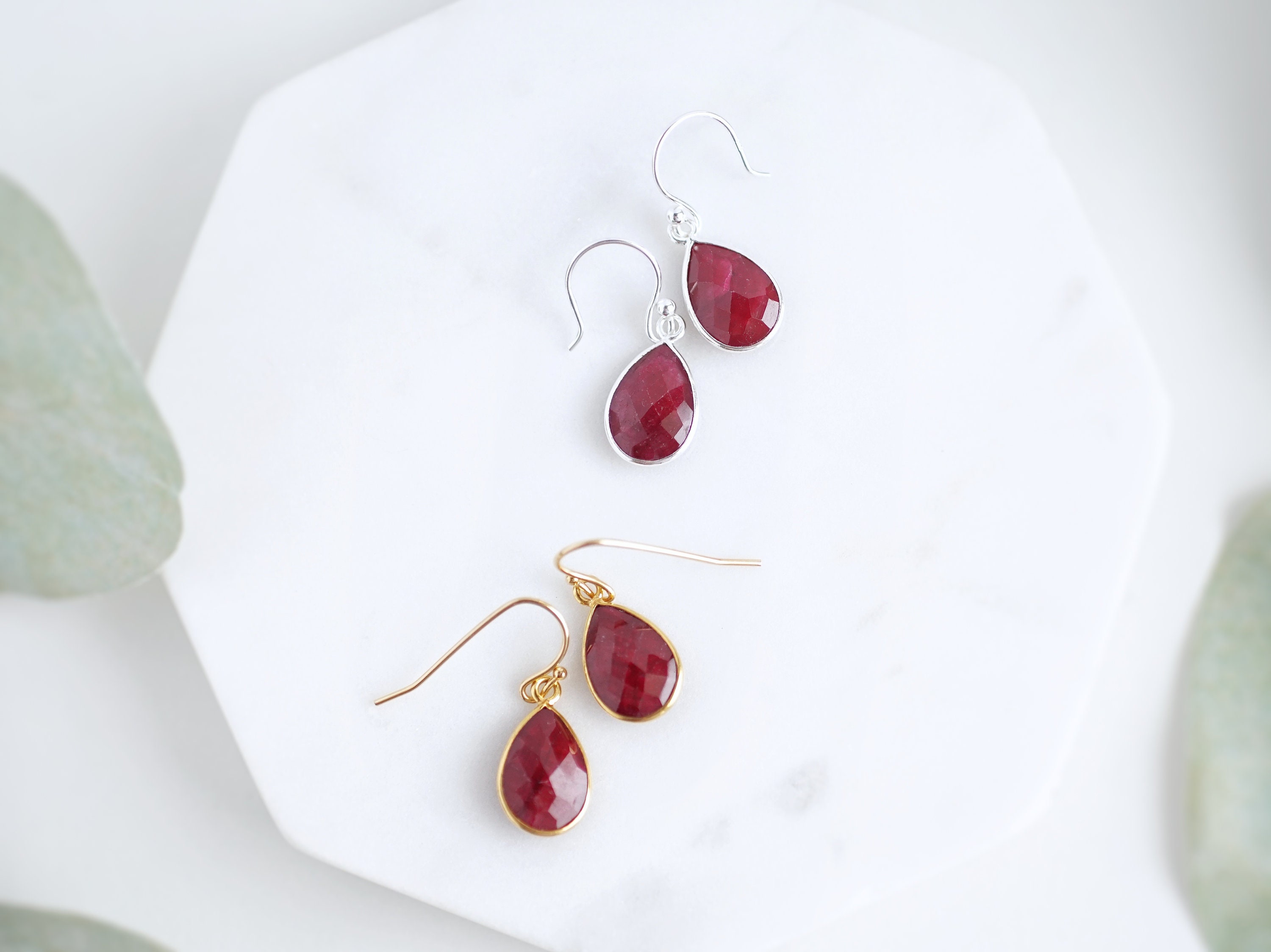 Ruby Earrings Gemstone Earrings Sterling Silver Ruby Earrings | Etsy