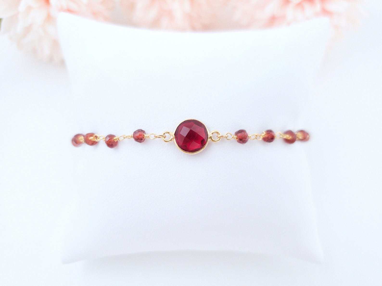 Personalized Garnet Bracelet Initial Birthstone Bracelet | Etsy