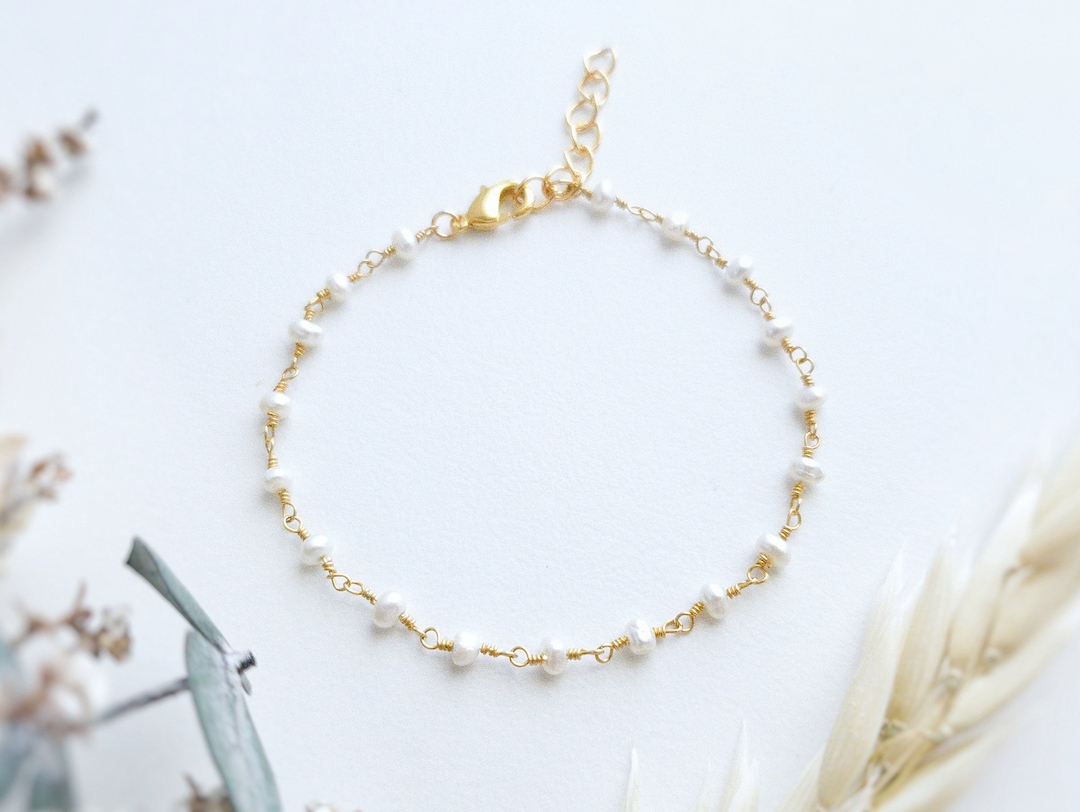 Pearl Bracelet - Pearl Jewelry - Flower Girl Bracelet - Bridesmaid ...