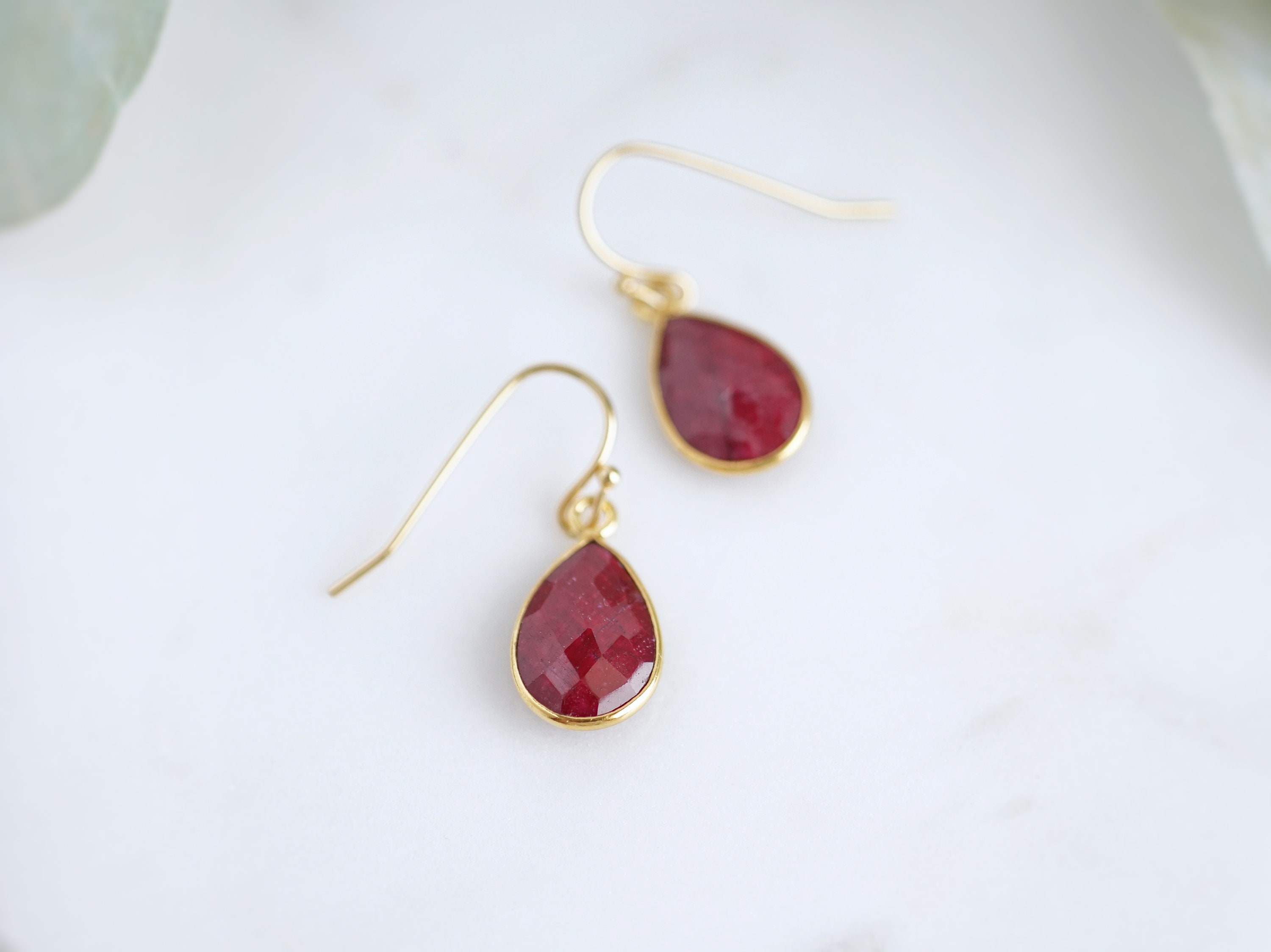 Ruby Earrings Gemstone Earrings Sterling Silver Ruby Earrings | Etsy