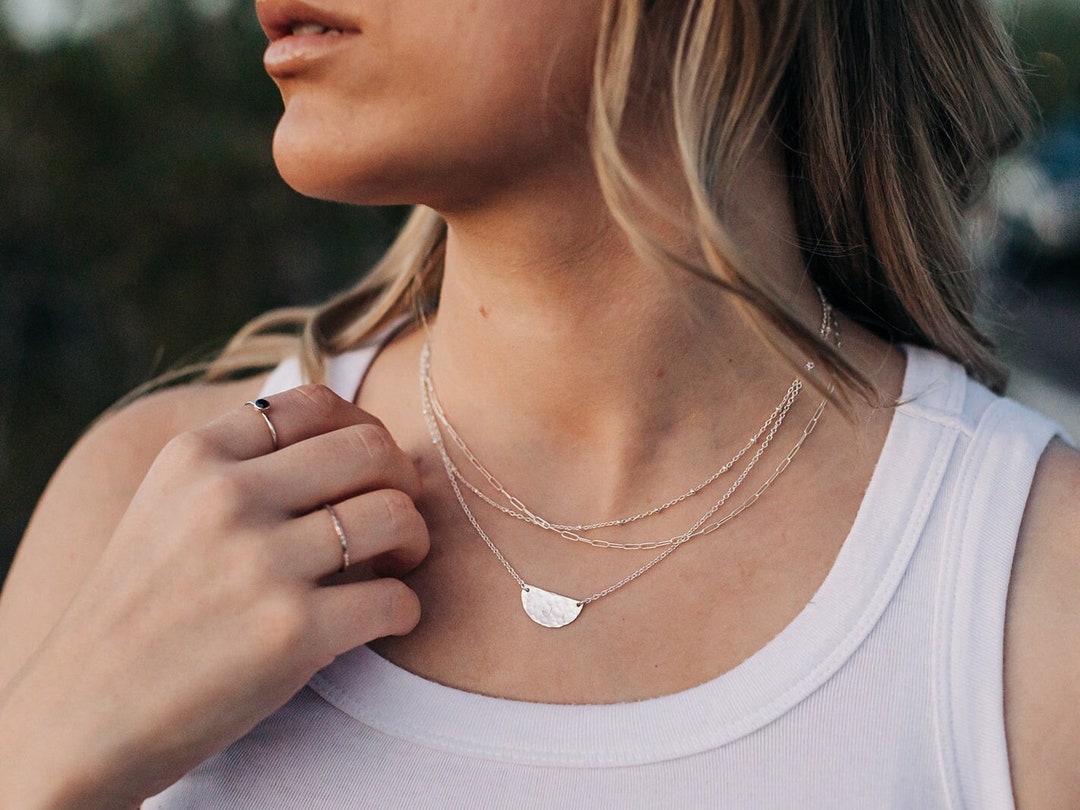 Sterling Silver Layered Necklace Set Stacked Necklace Choker Necklaces ...