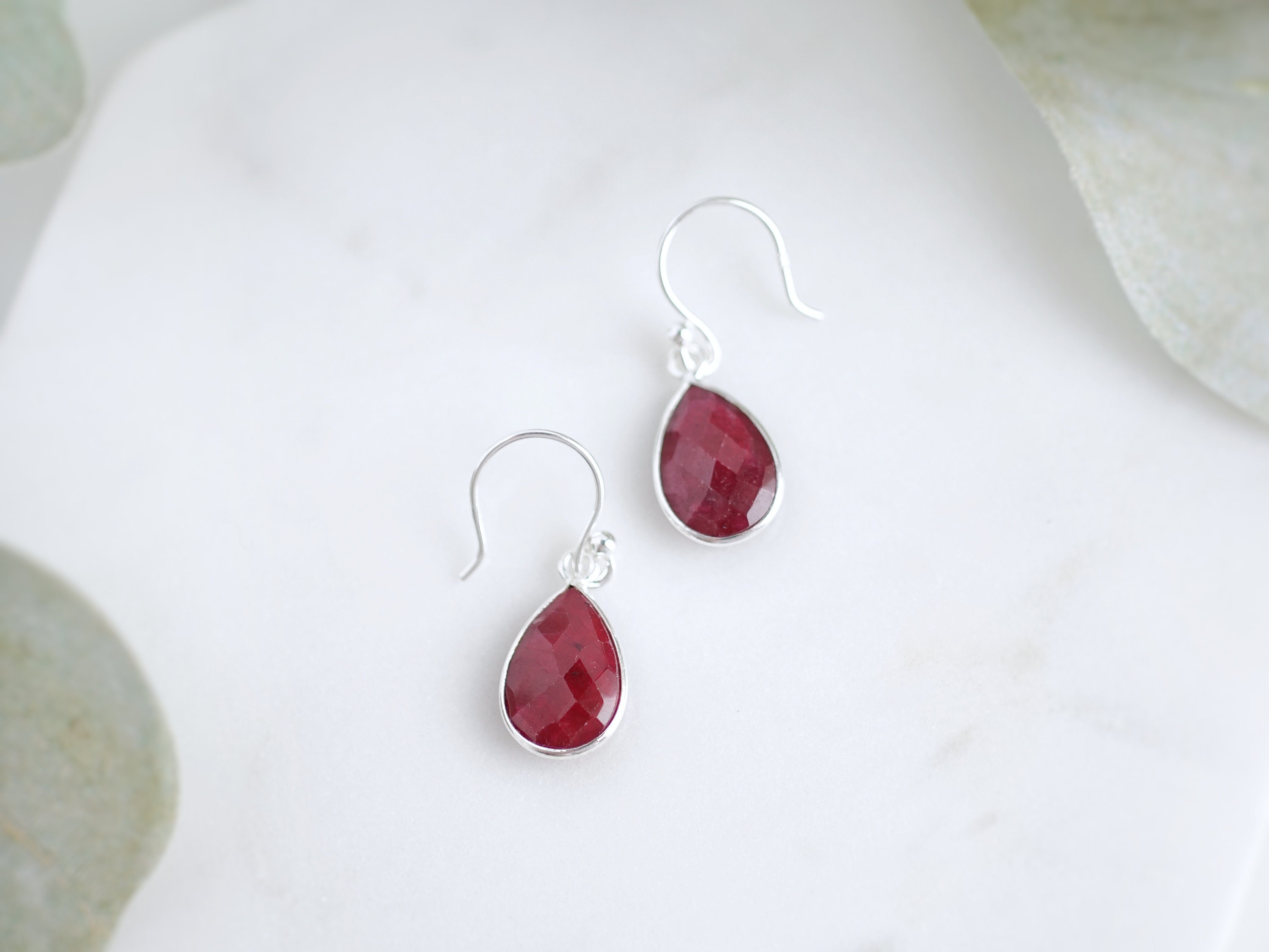 Ruby Earrings Gemstone Earrings Sterling Silver Ruby Earrings | Etsy