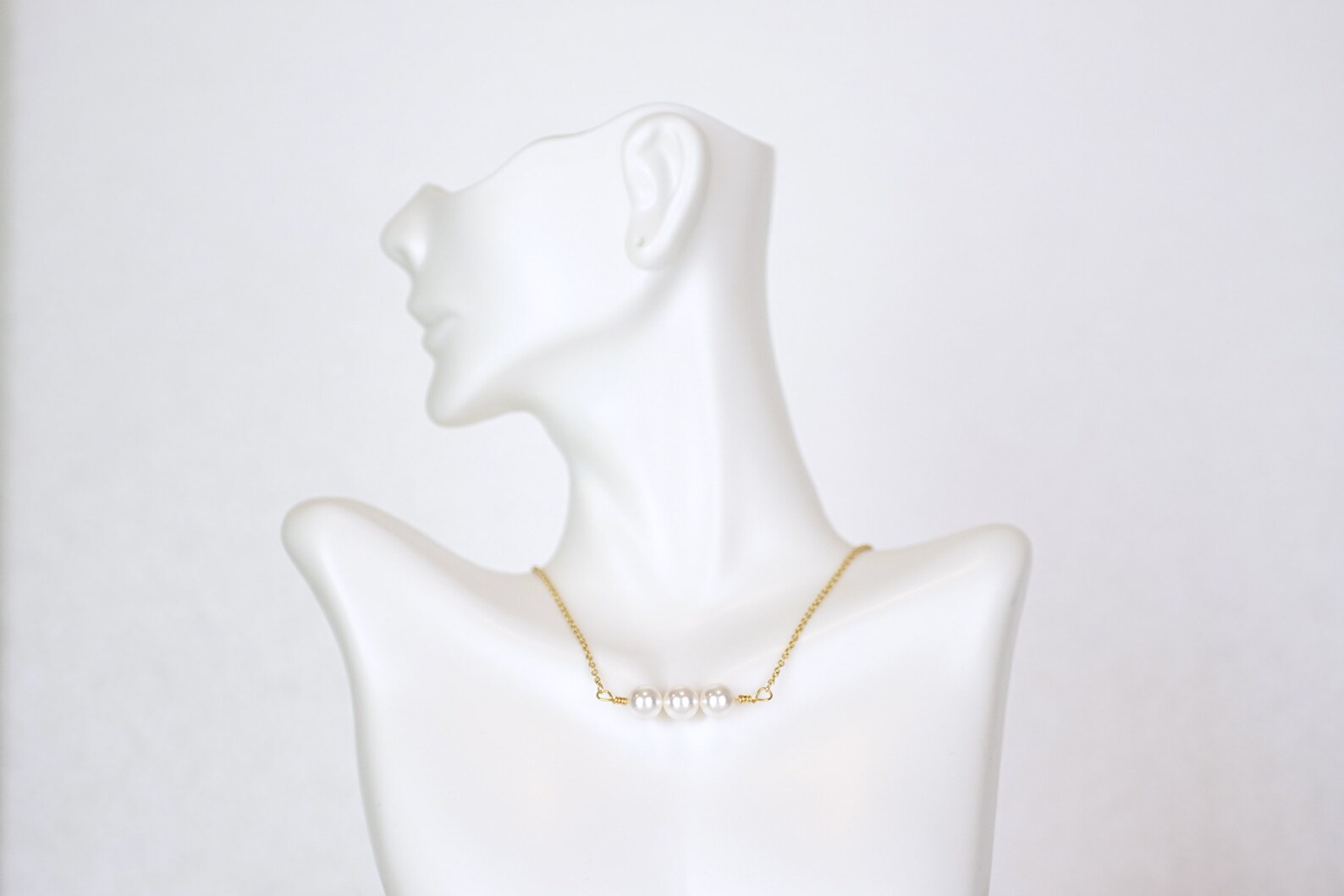 3 Pearl Necklace Three Pearl Necklace Triple Pearl Jewelry - Etsy