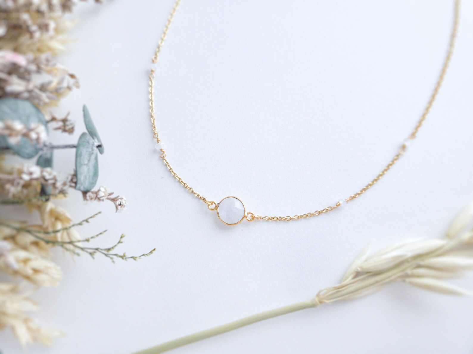 Gold Moonstone Choker - Dainty Choker - Dainty Moonstone Choker ...