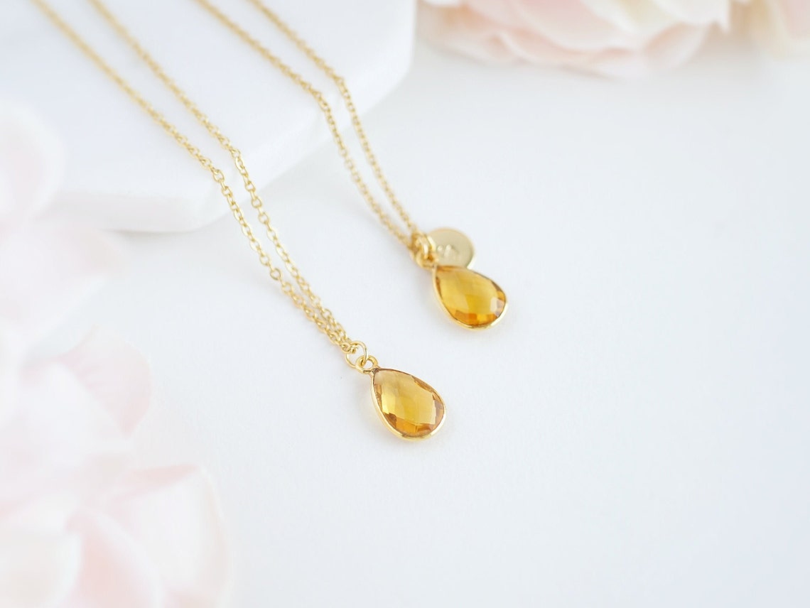 Personalized Citrine Necklace Personalized Jewelry Initial Necklace ...