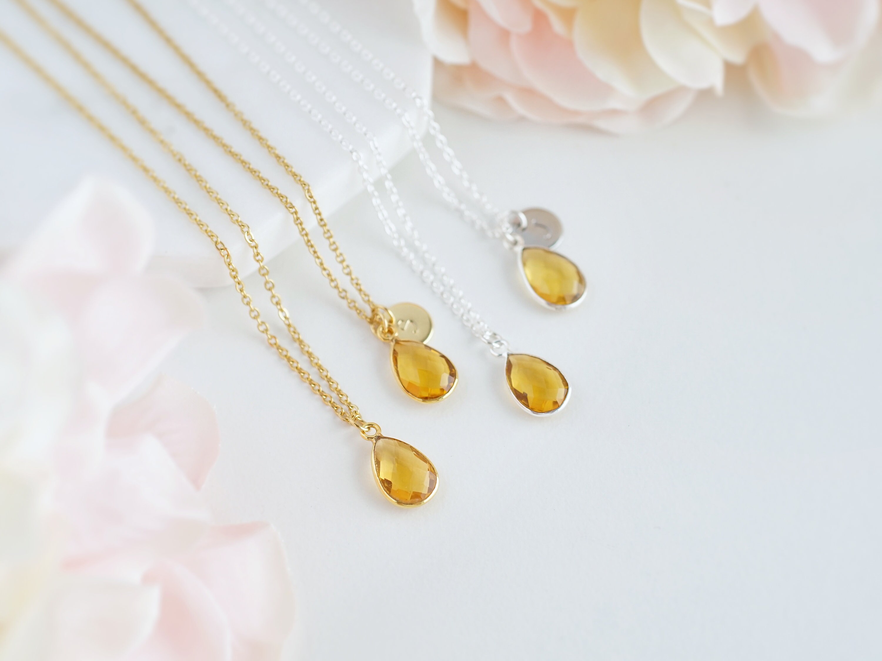 Personalized Citrine Necklace Personalized Jewelry Initial | Etsy