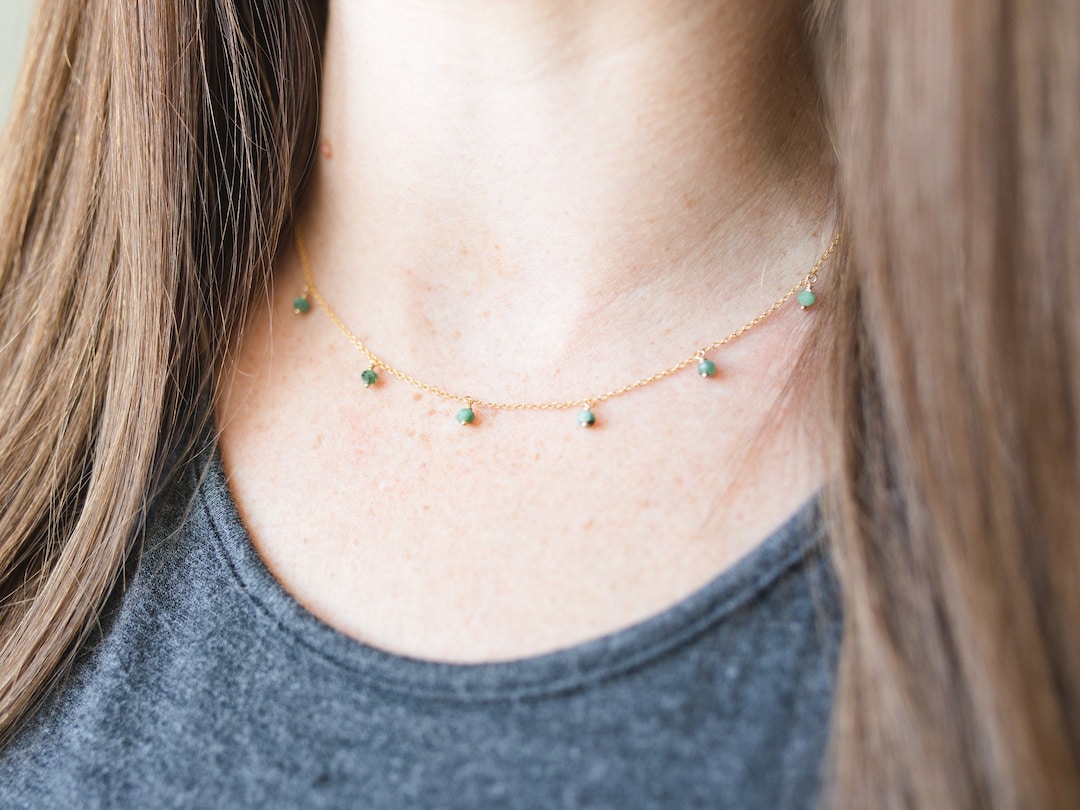 Genuine Emerald Necklace Emerald Jewelry Emerald Choker Necklace ...