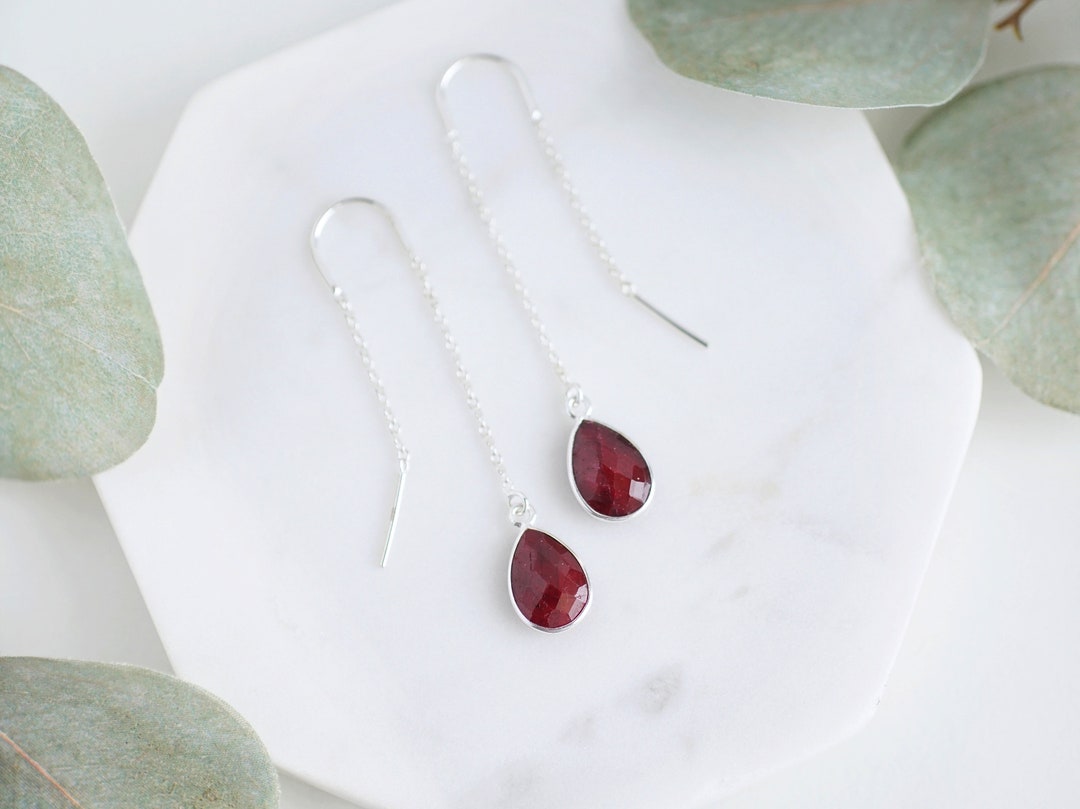 Sterling Silver Ruby Earrings Sterling Silver Ruby Drop Earrings ...