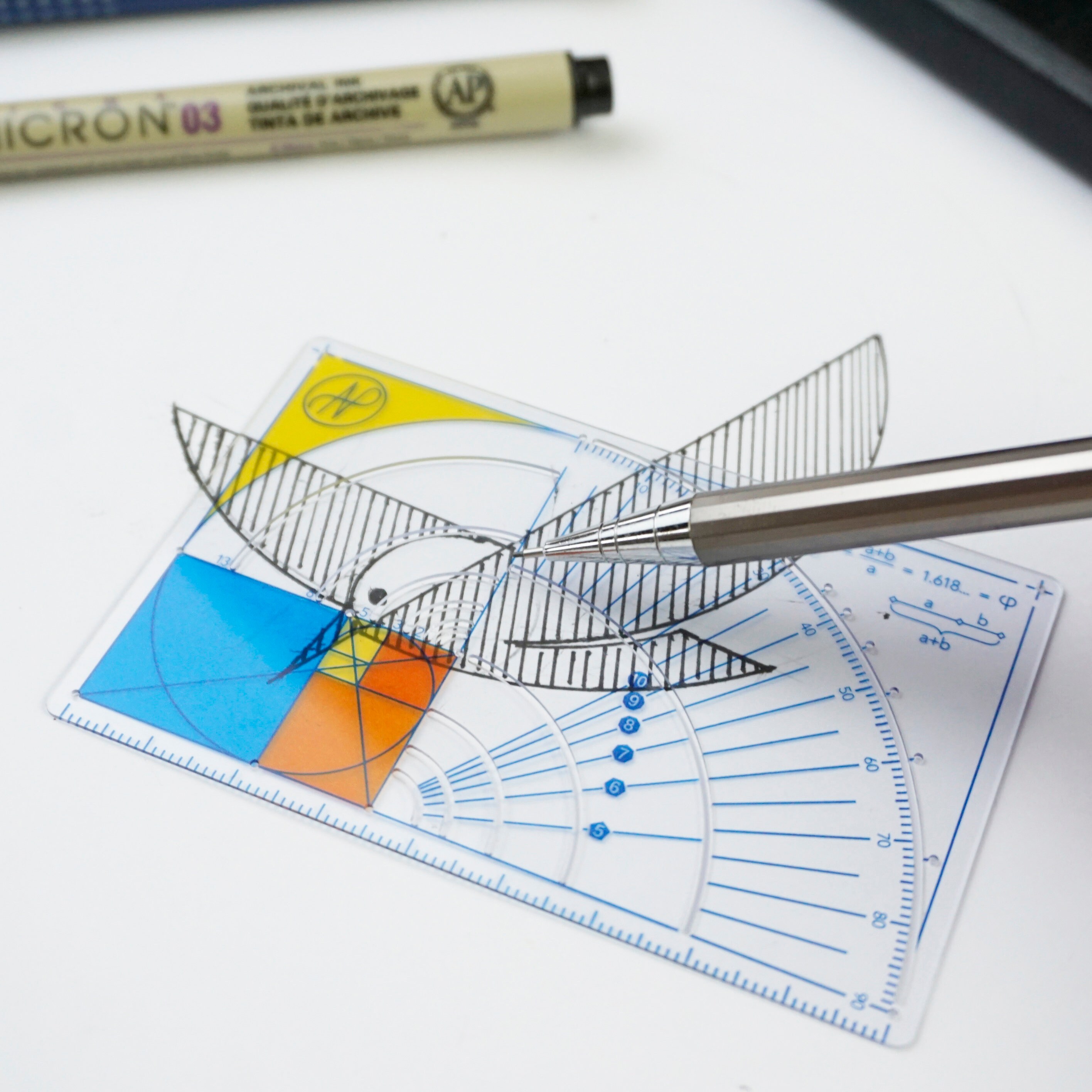 Golden Ratio Ruler Color Version | Sketching Tool | Draw Draft DIY ...