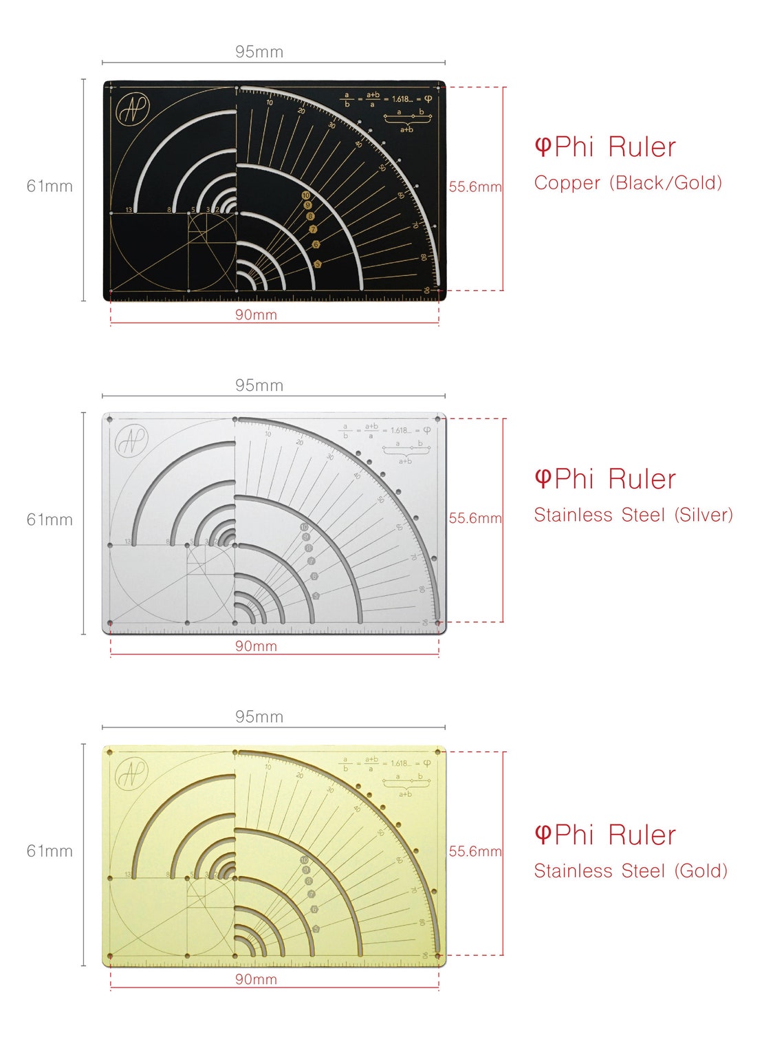 FULL SET Golden Ratio Ruler | Sketching Tool | Draw Draft DIY Craft ...