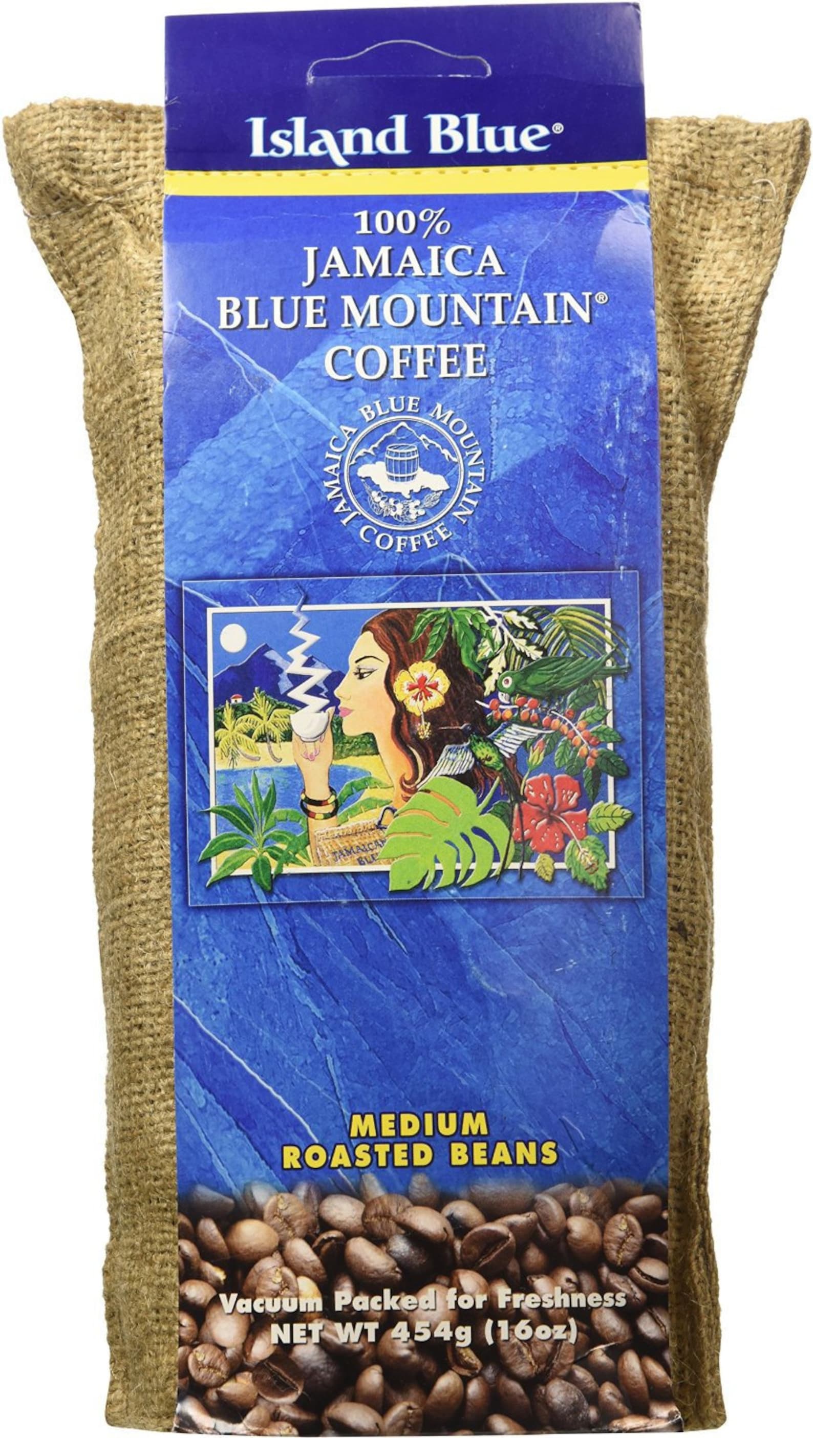 Island Blue Mountain Coffee , Certified 100% Pure, Roasted Beans 16oz ...