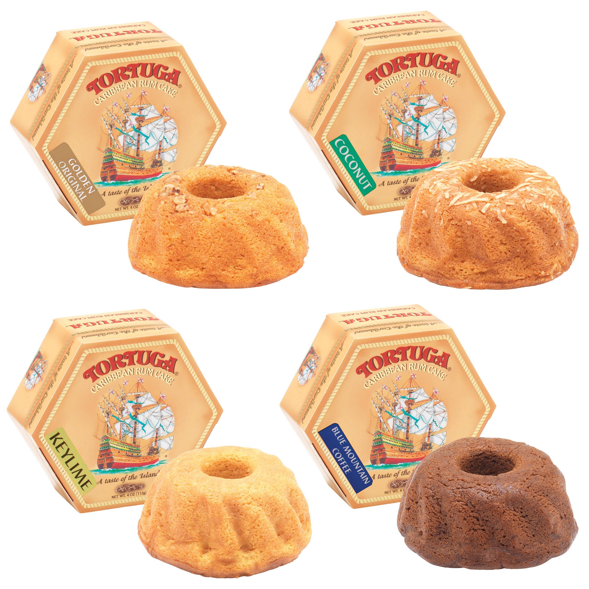 Tortuga Caribbean Rum Cake Assortment 4 Rum Cakes of 4oz Each - Etsy