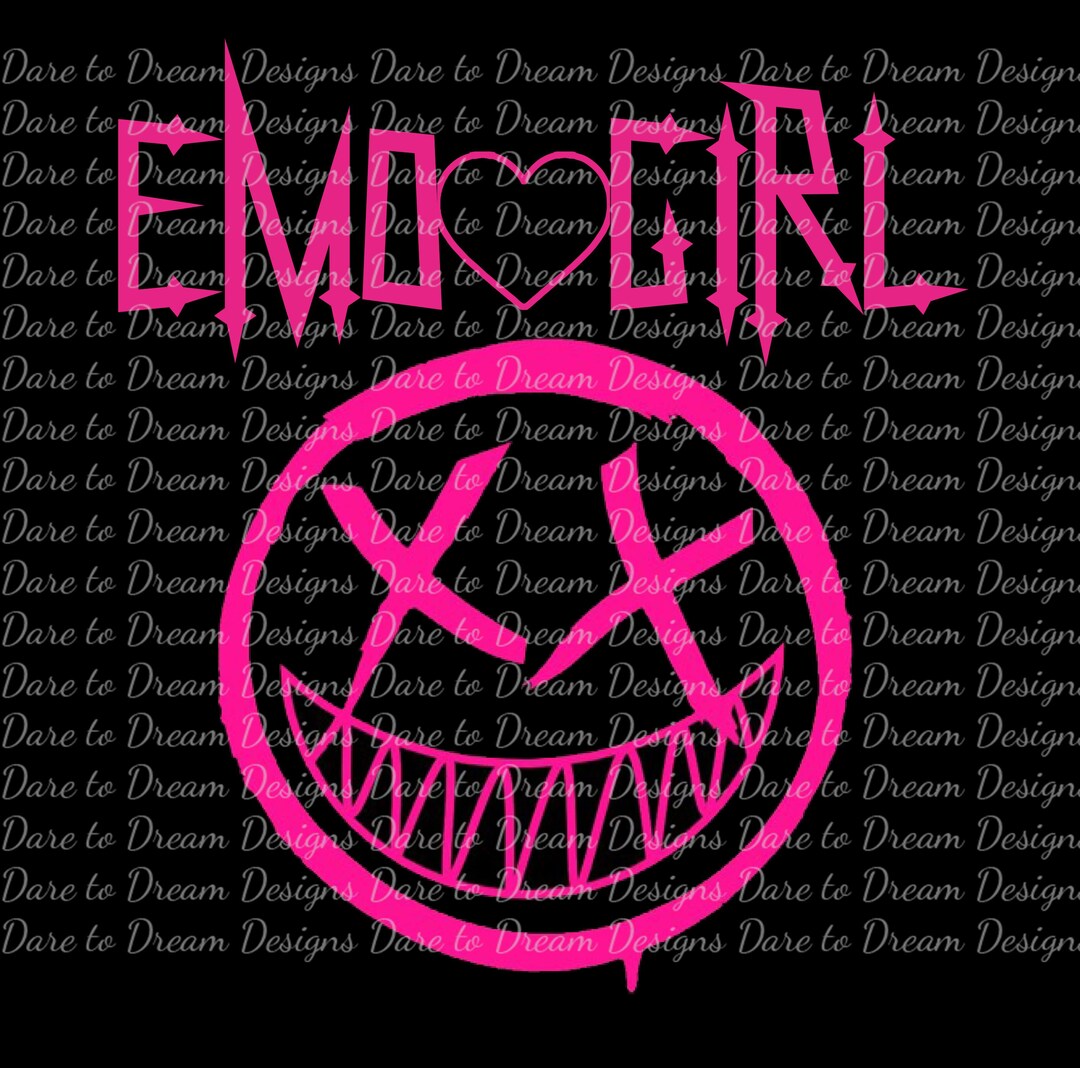 EMO GIRL Pink Grunge Smiley | PNG Digital Download - Etsy