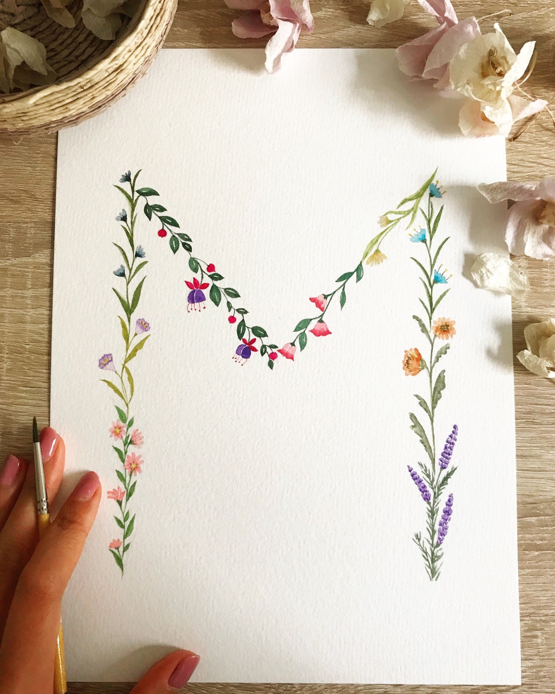 A4 Floral Alphabet Letters A-Z Watercolor Giclee Print - Etsy