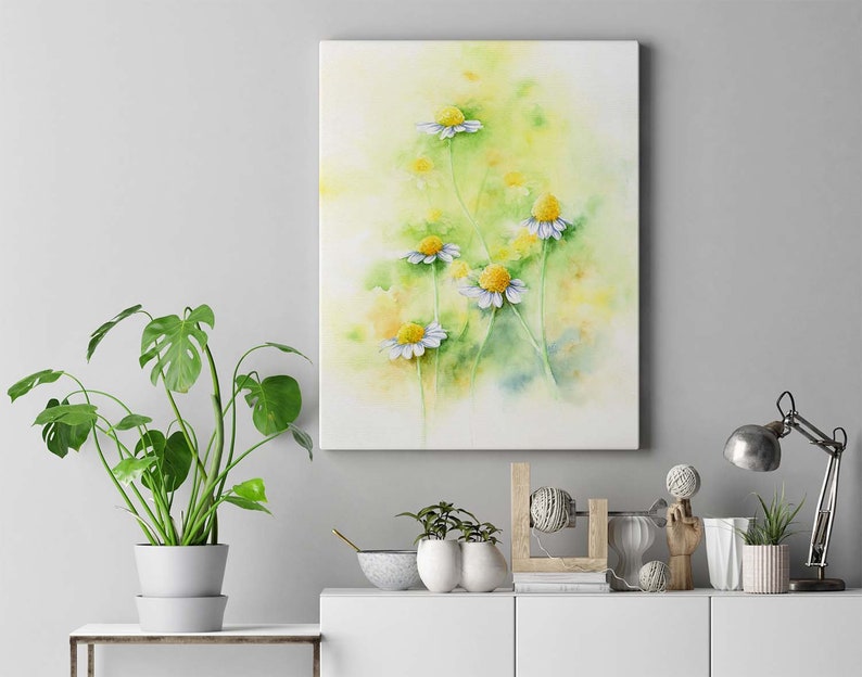 Chamomile Watercolor Art Print. Floral Theme. Garden Plant. Botanical ...