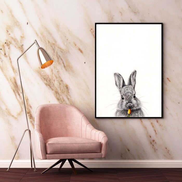 Bunny Drawing Art Print. Rabbit Pencil Illustration. Rabbit - Etsy