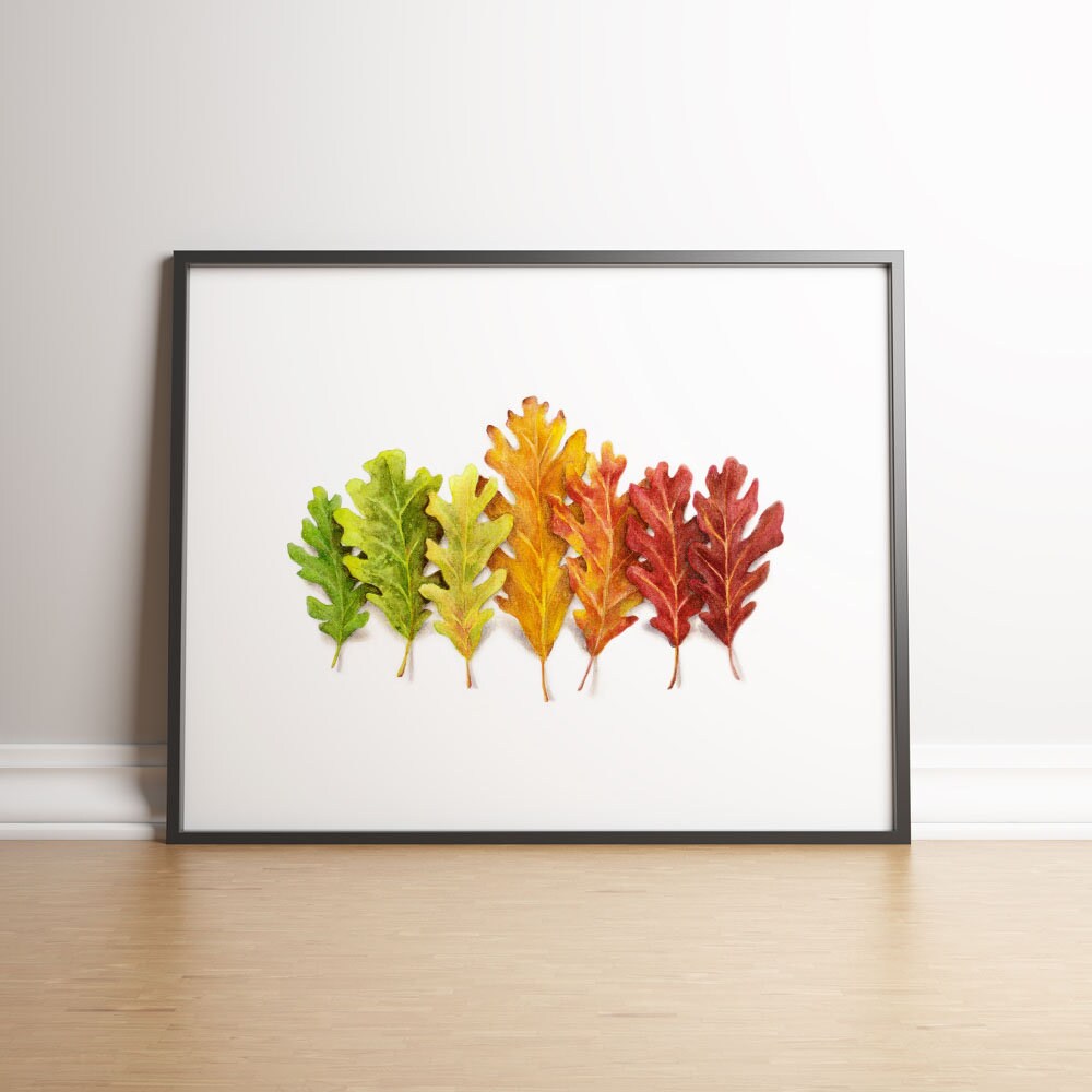 Shades of Autumn Watercolor Art Print. Autumn Leaf Painting. - Etsy