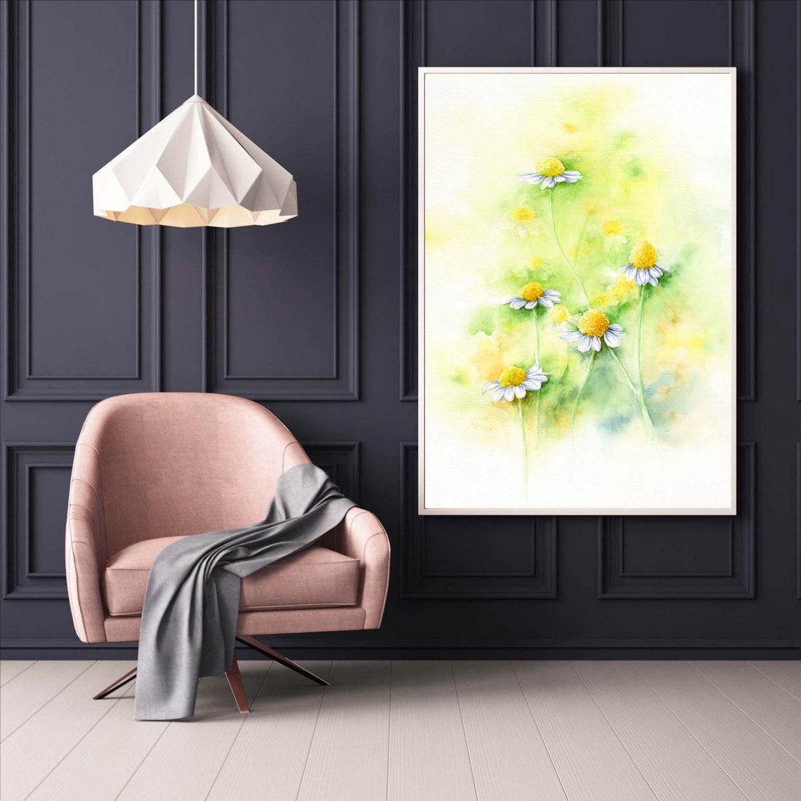 Chamomile Watercolor Art Print. Floral Theme. Garden Plant. Botanical ...
