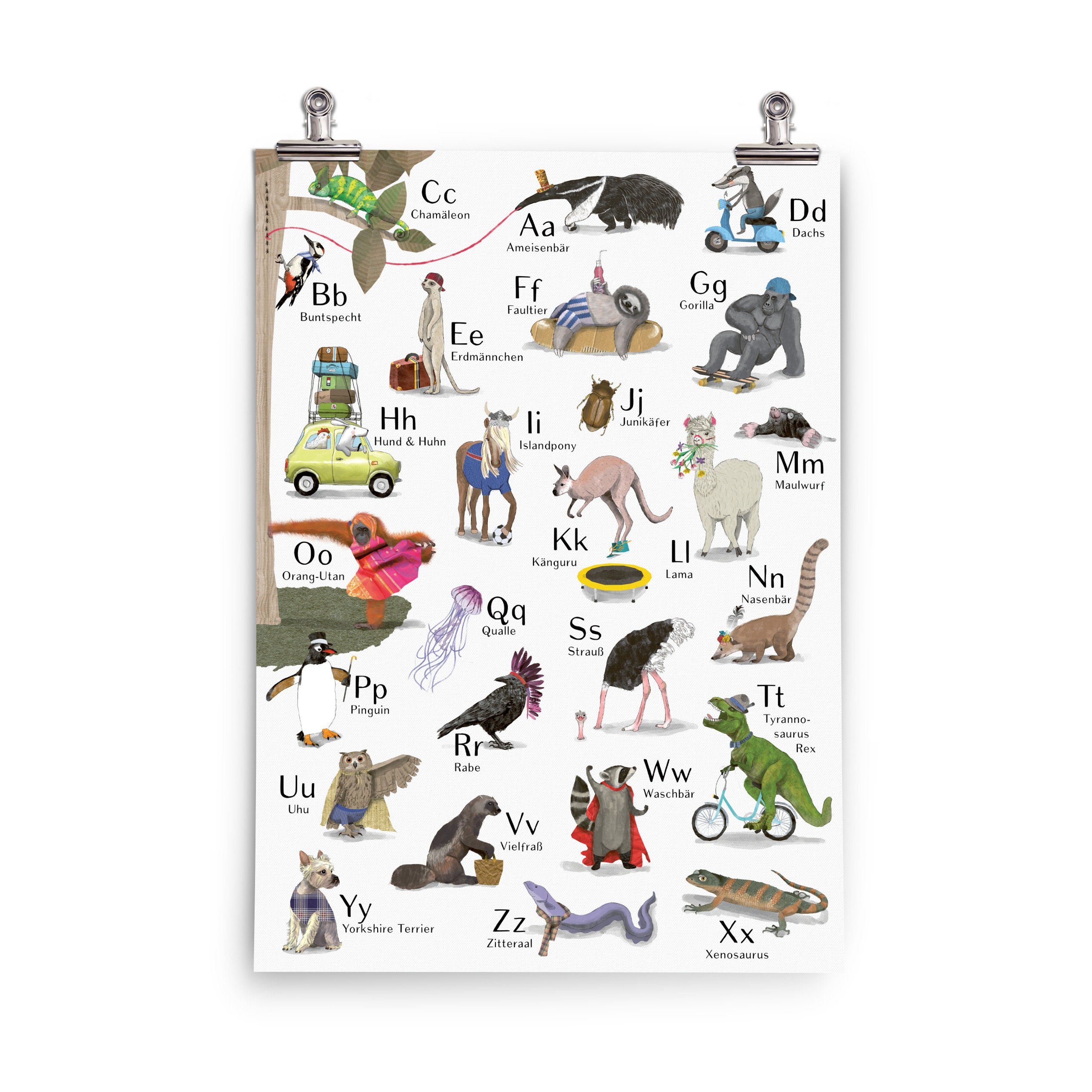 ABC Poster With Animals Gift for Starting School Playful - Etsy