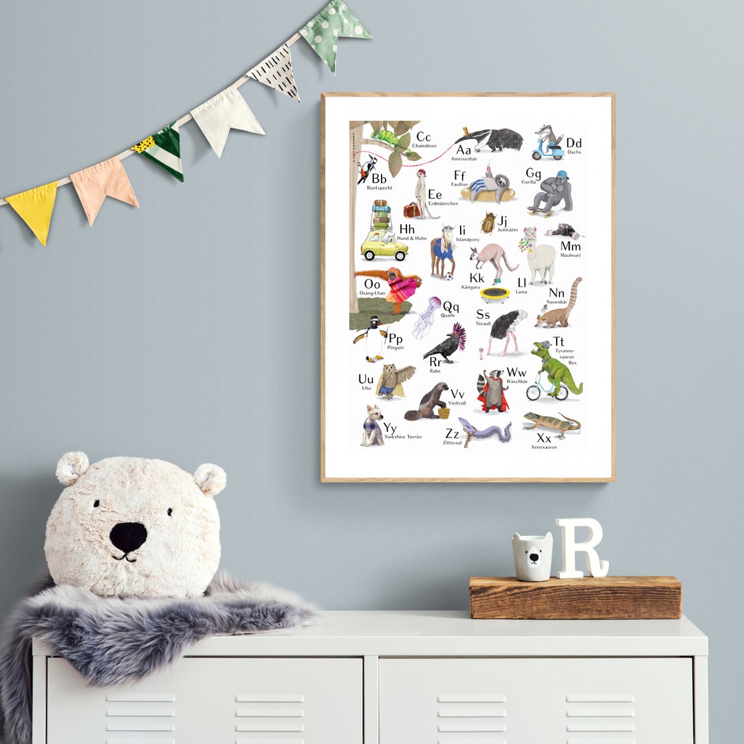 ABC Poster With Animals, Gift for Starting School, Playful Learning to ...