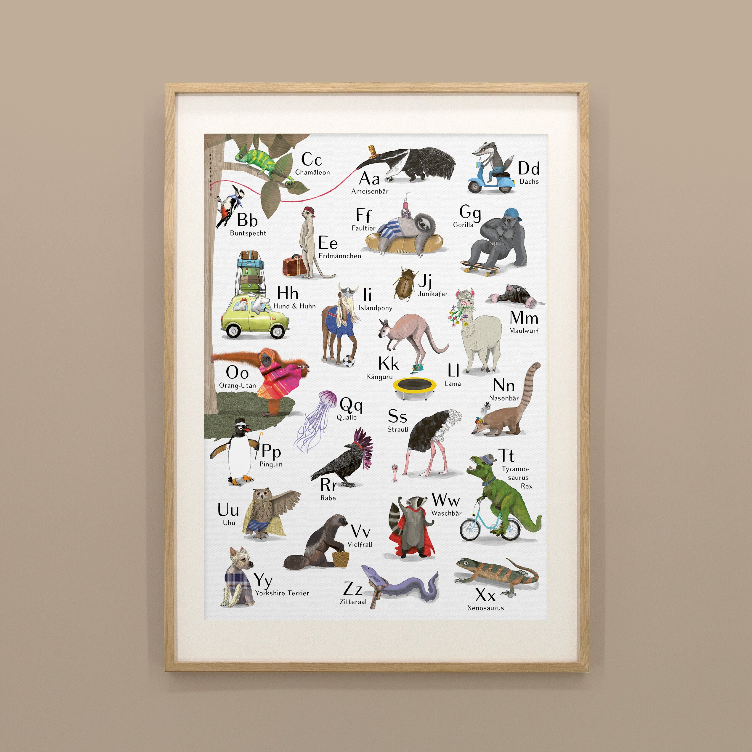ABC poster with animals gift for schooling playfully | Etsy