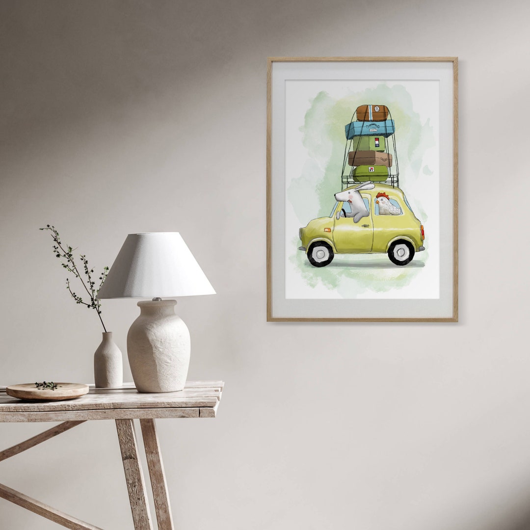 Poster, Hund & Huhn, Kinderzimmer, A2, A3, A4, Wandgestaltung ...