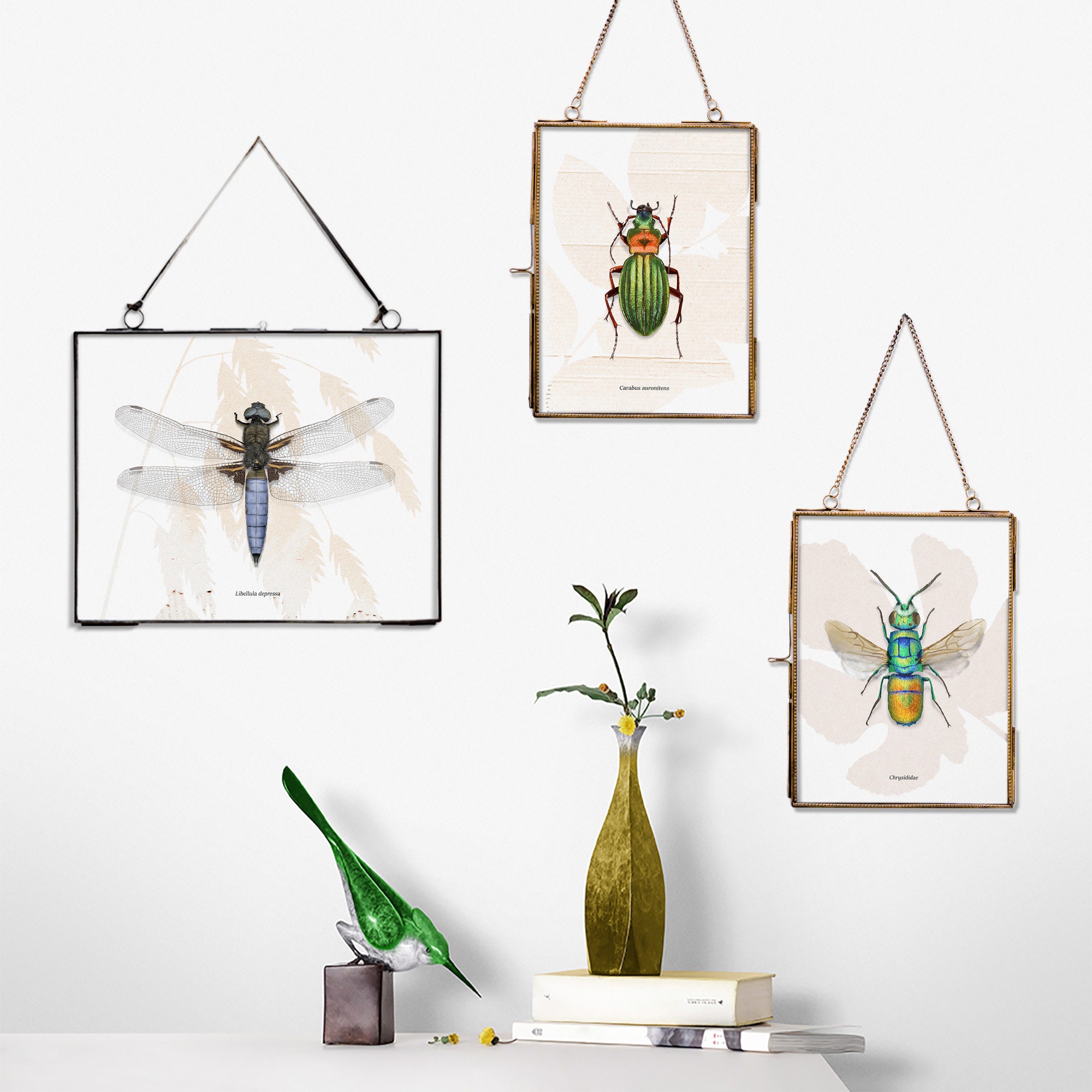 Double Glass Picture Frame Gold Wasp Vintage Photo Frame | Etsy