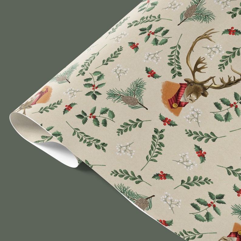 Wrapping Paper Reindeer Set of 3 for Christmas Wrap Gifts | Etsy