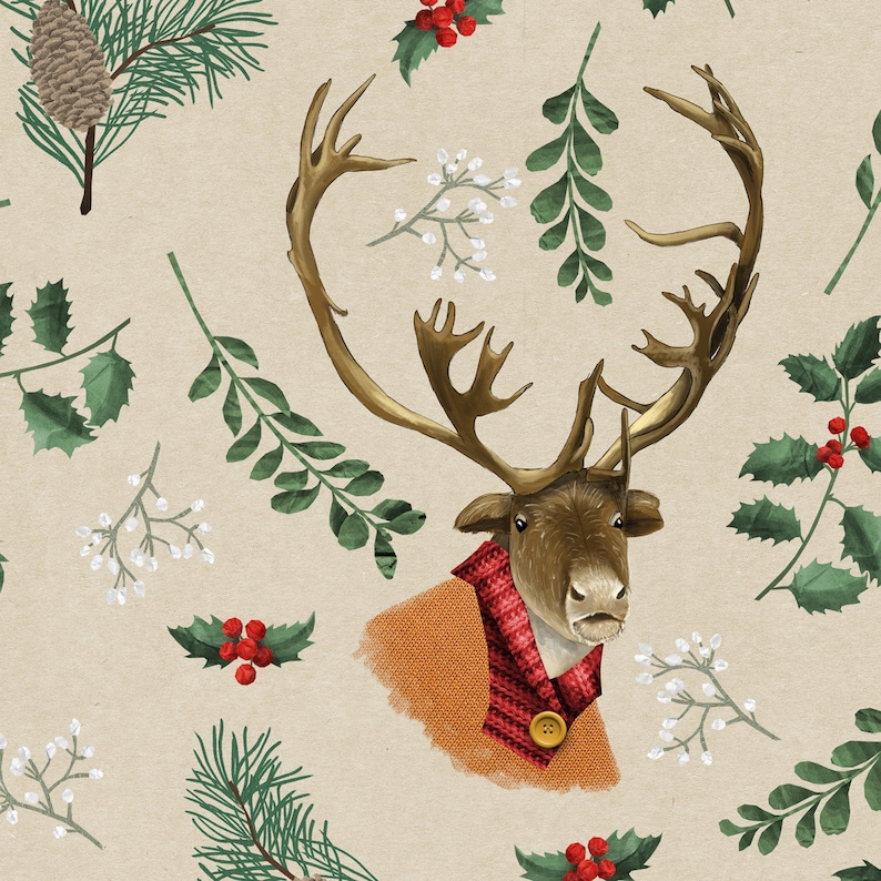 Wrapping Paper Reindeer Set of 3 for Christmas Wrap Gifts | Etsy
