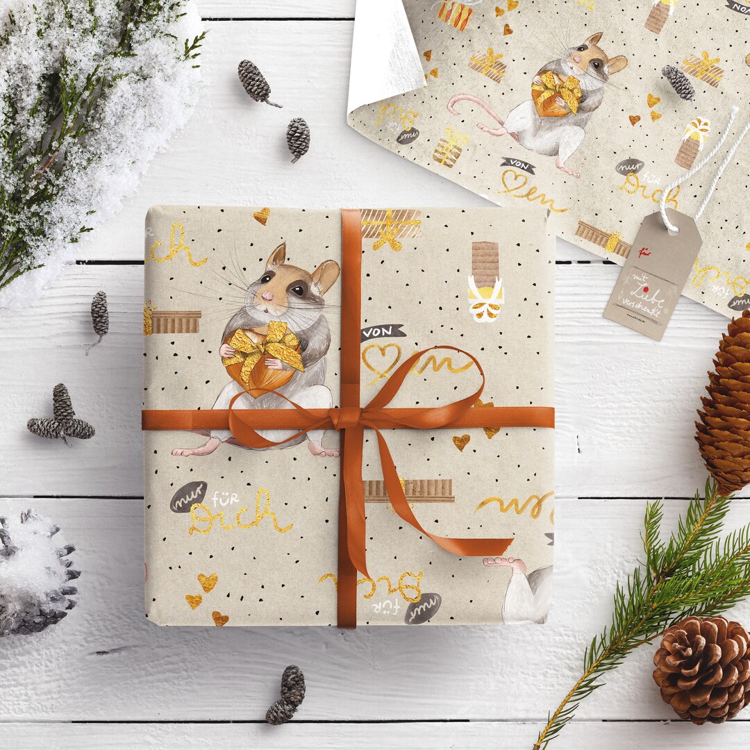 Wrapping Paper - Mouse, Set of 3 for Christmas, Wrap Gifts Beautifully ...