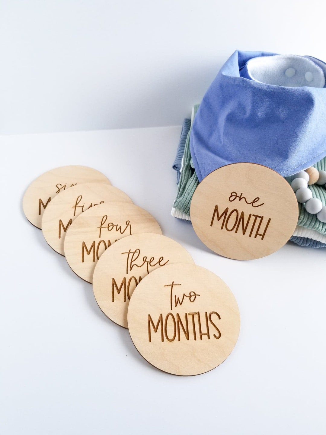 Baby Wood Milestones Simple Text Baby Milestone Discs, Baby Month Sign ...