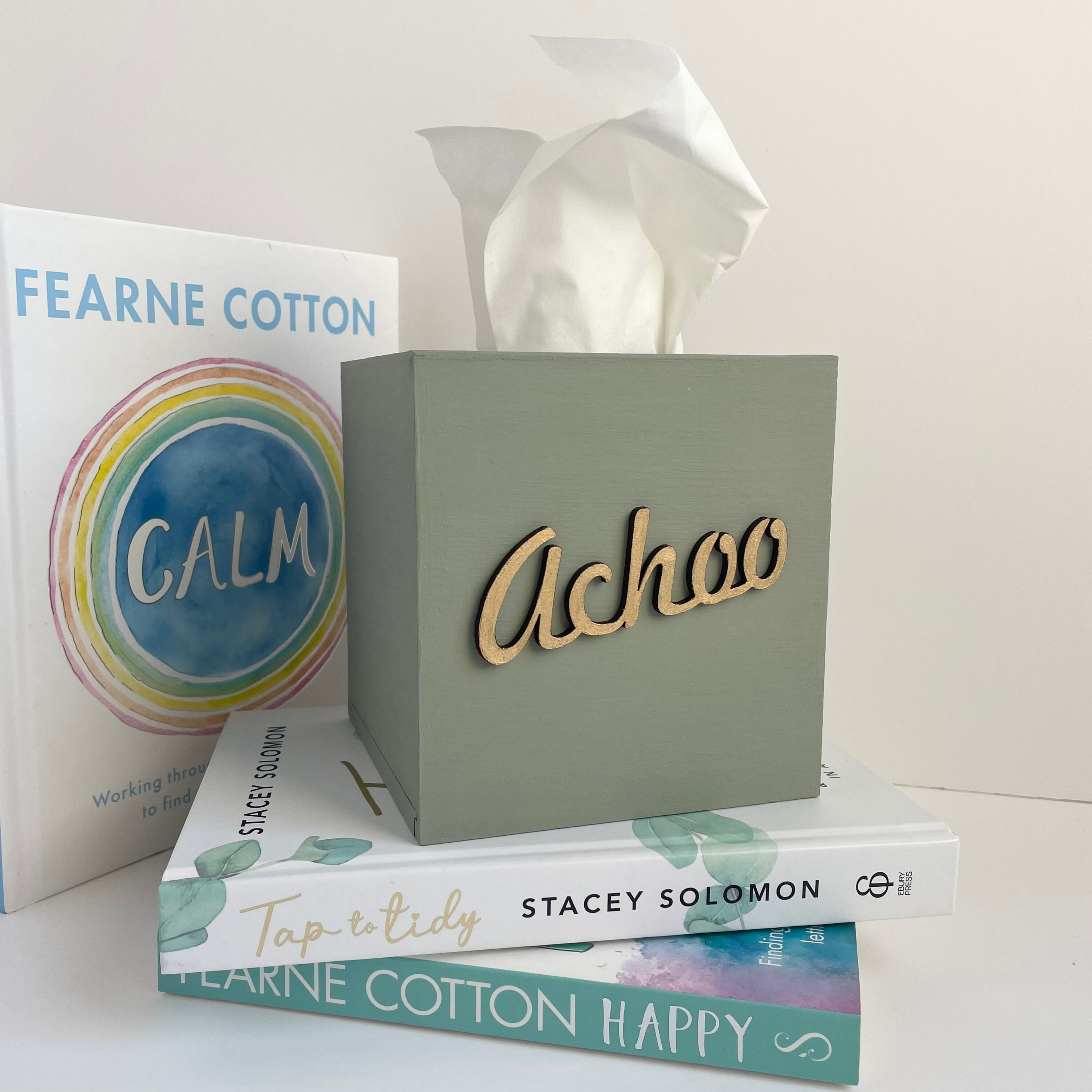 Handmade Sage Green & Gold achoo Wooden Tissue Box - Etsy UK