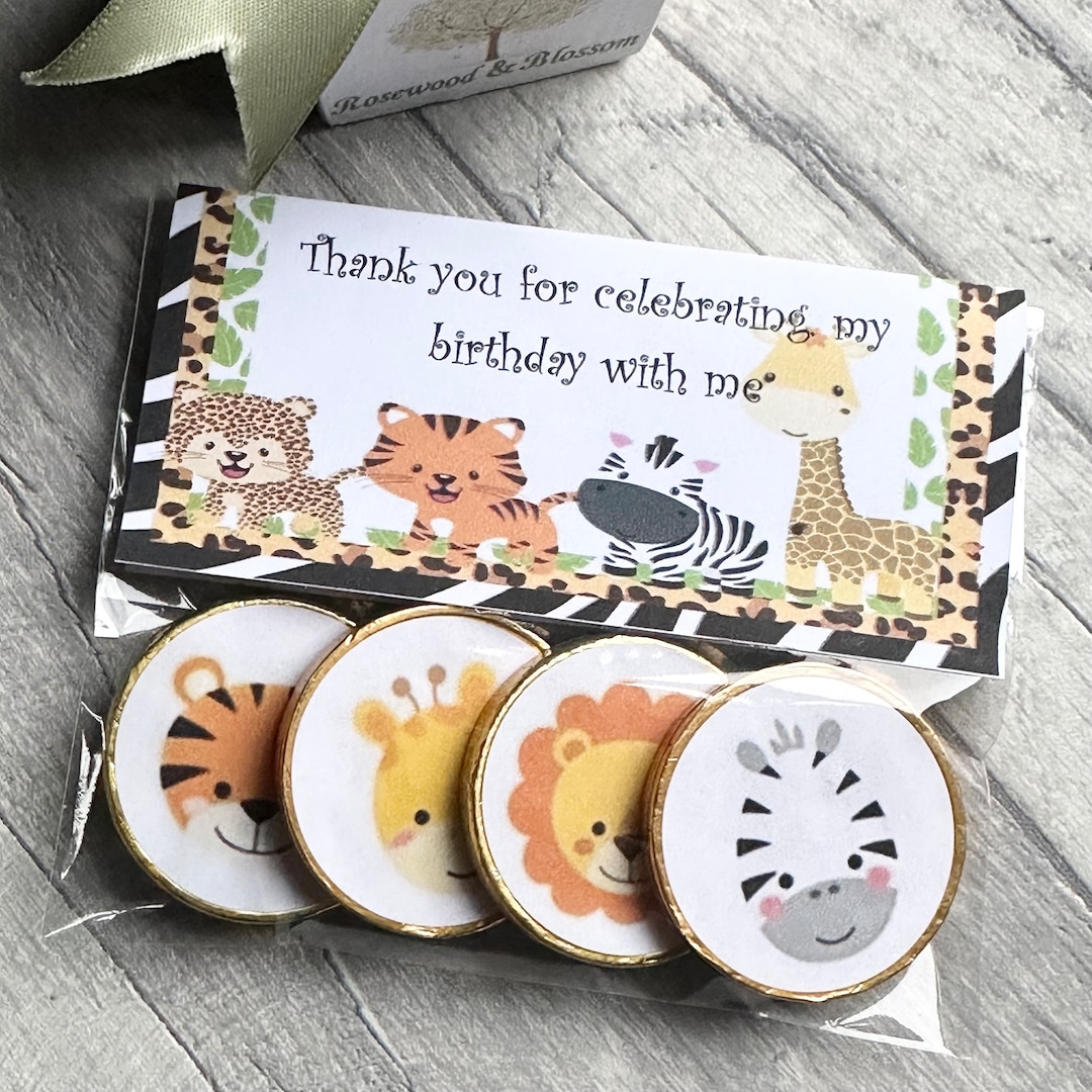 Personalised Jungle/ Safari Coin Cards for Birthday Party's or Party ...