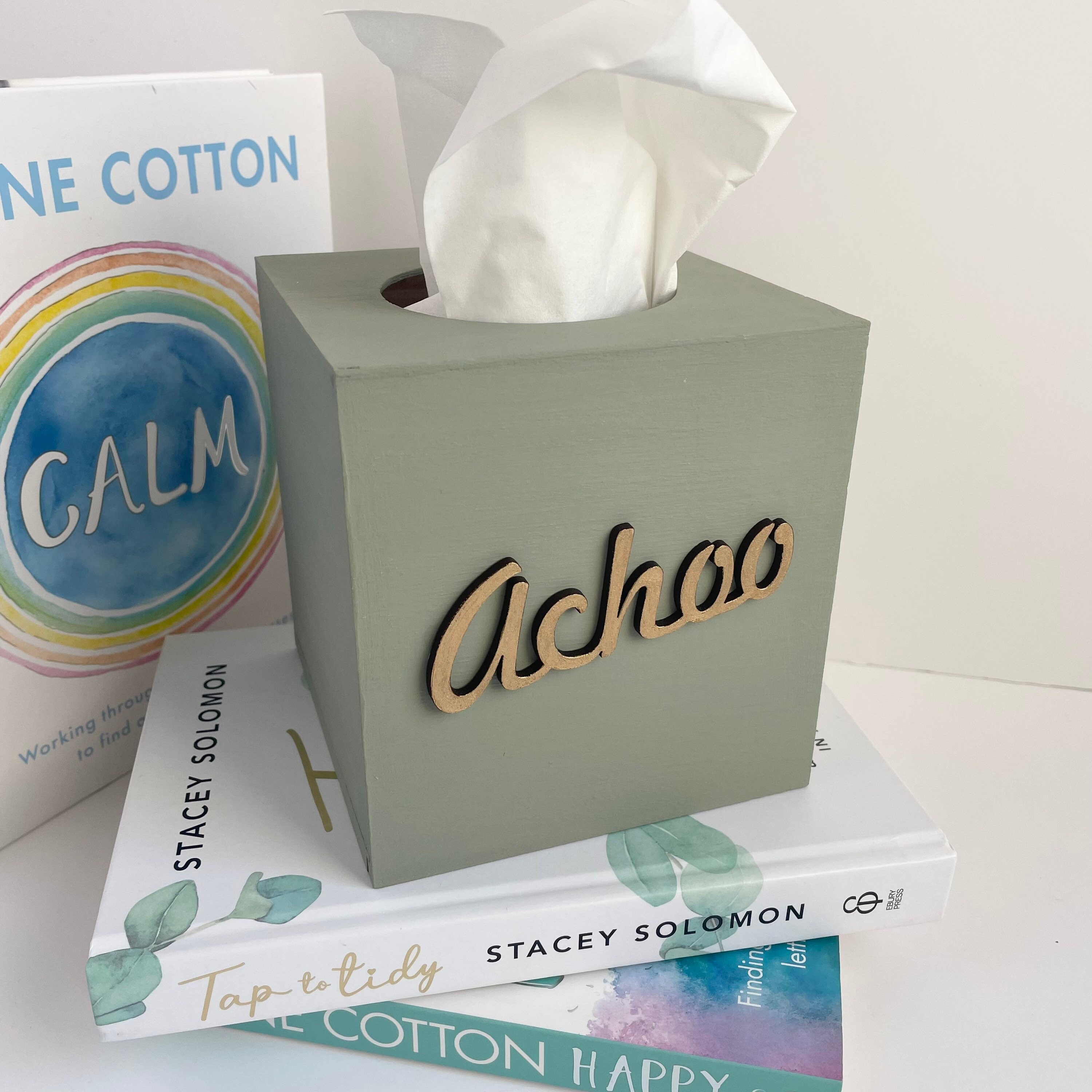 Handmade Sage Green & Gold achoo Wooden Tissue Box - Etsy UK