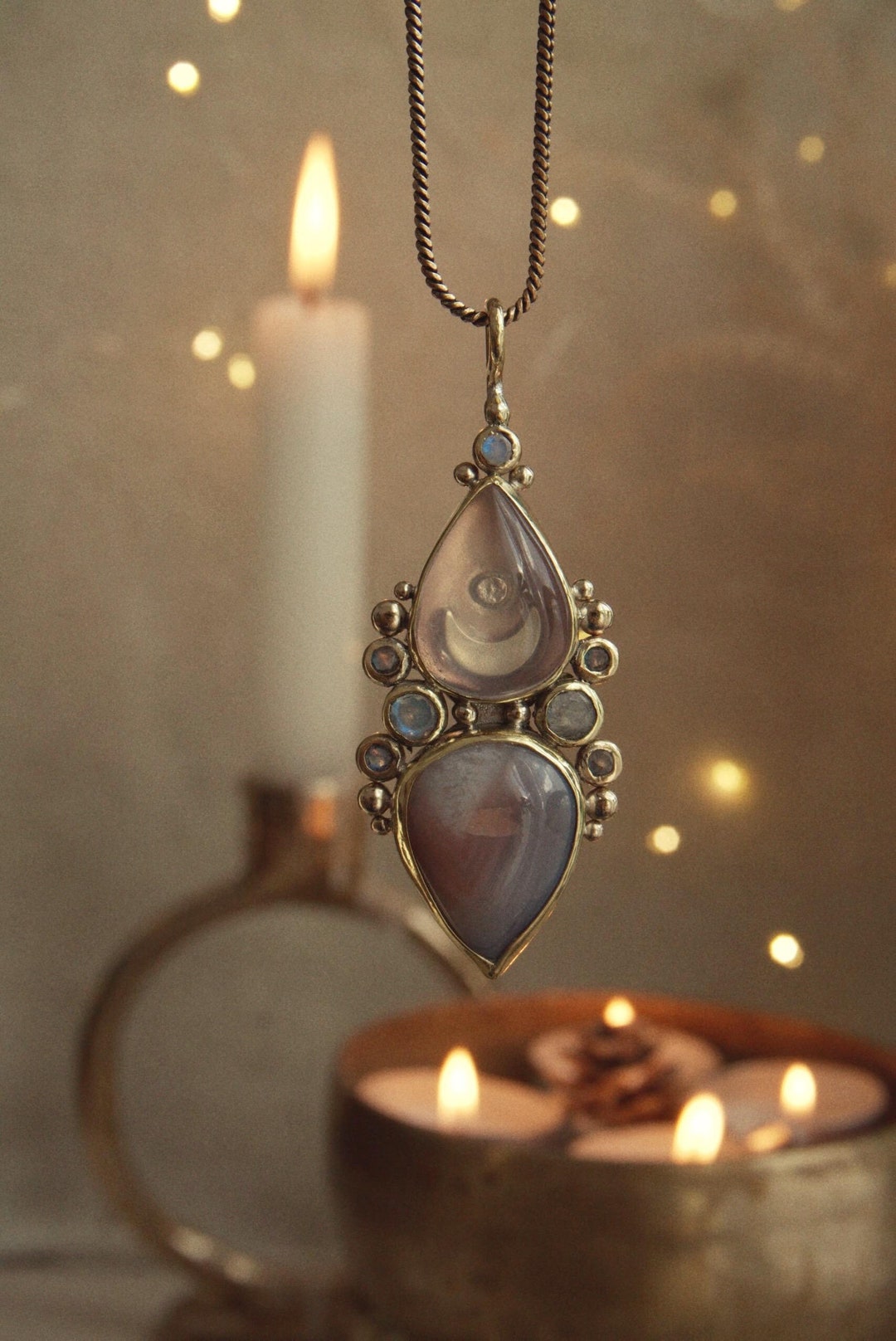 ATHENA Handmade Greek Goddess Inspired Brass Pendant With Botswana ...