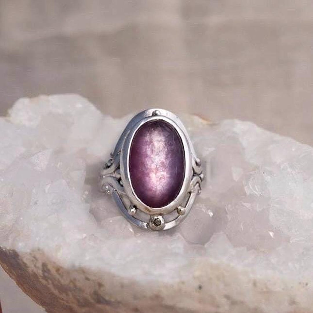 NYSA • Handmade Greek Nymph Inspired Silver Ring With Lepidolite and ...