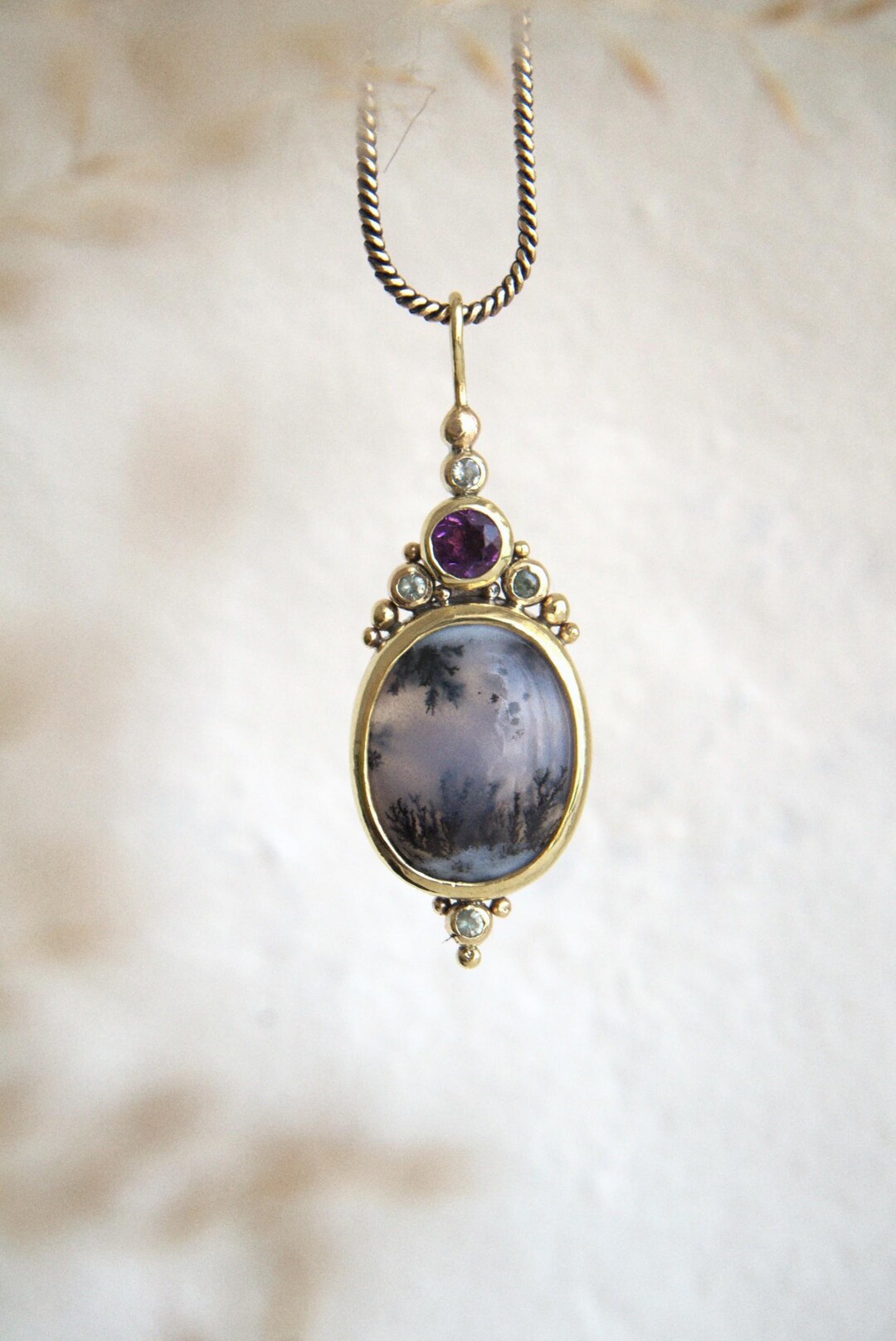 IONE • Handmade Greek Nymph Inspired Brass Pendant With Dendritic Agate ...
