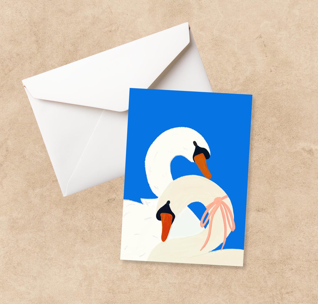 Love Birds Swan Card | Printable Cards | Anniversary Card | Instant ...