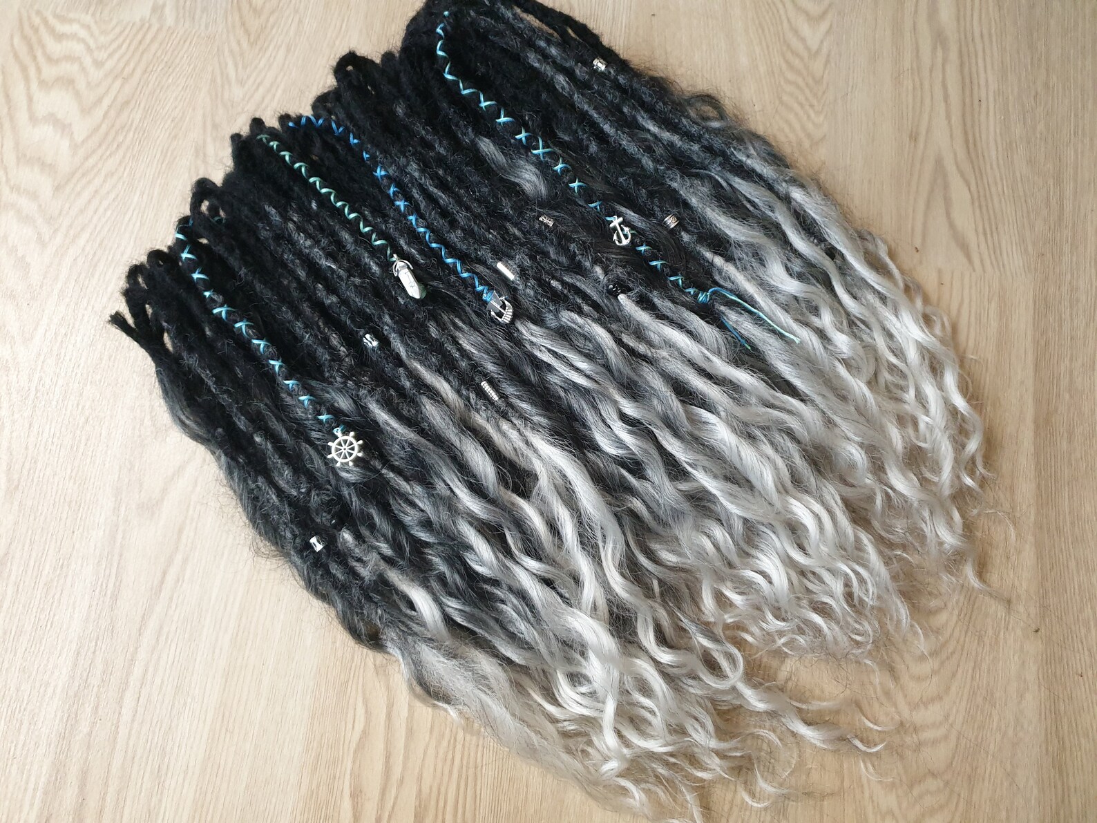 Luxe Hybrid Locks Curly Dreads / Wavy Dreadlocks in Black and Grey ...