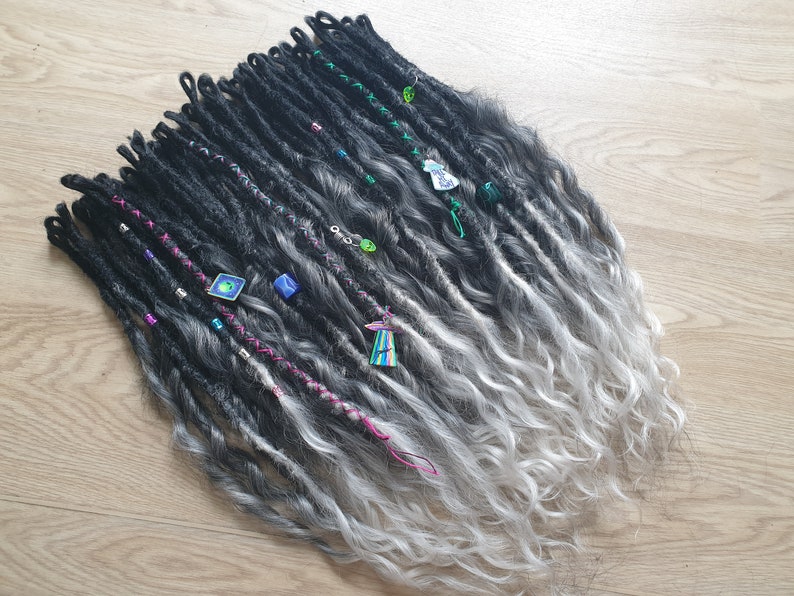 Luxe Hybrid Locks Curly Dreads / Wavy Dreadlocks in Black and Grey ...