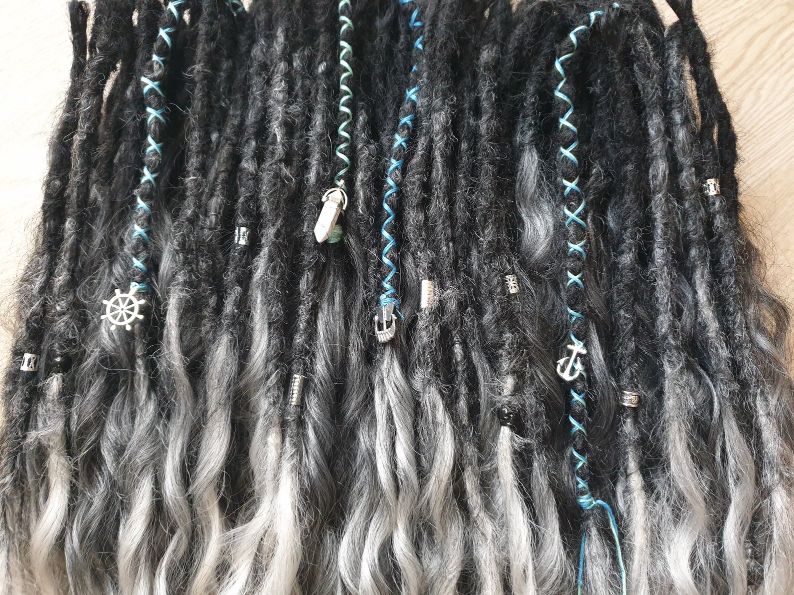 Luxe Hybrid Locks Curly Dreads / Wavy Dreadlocks in Black and Grey ...