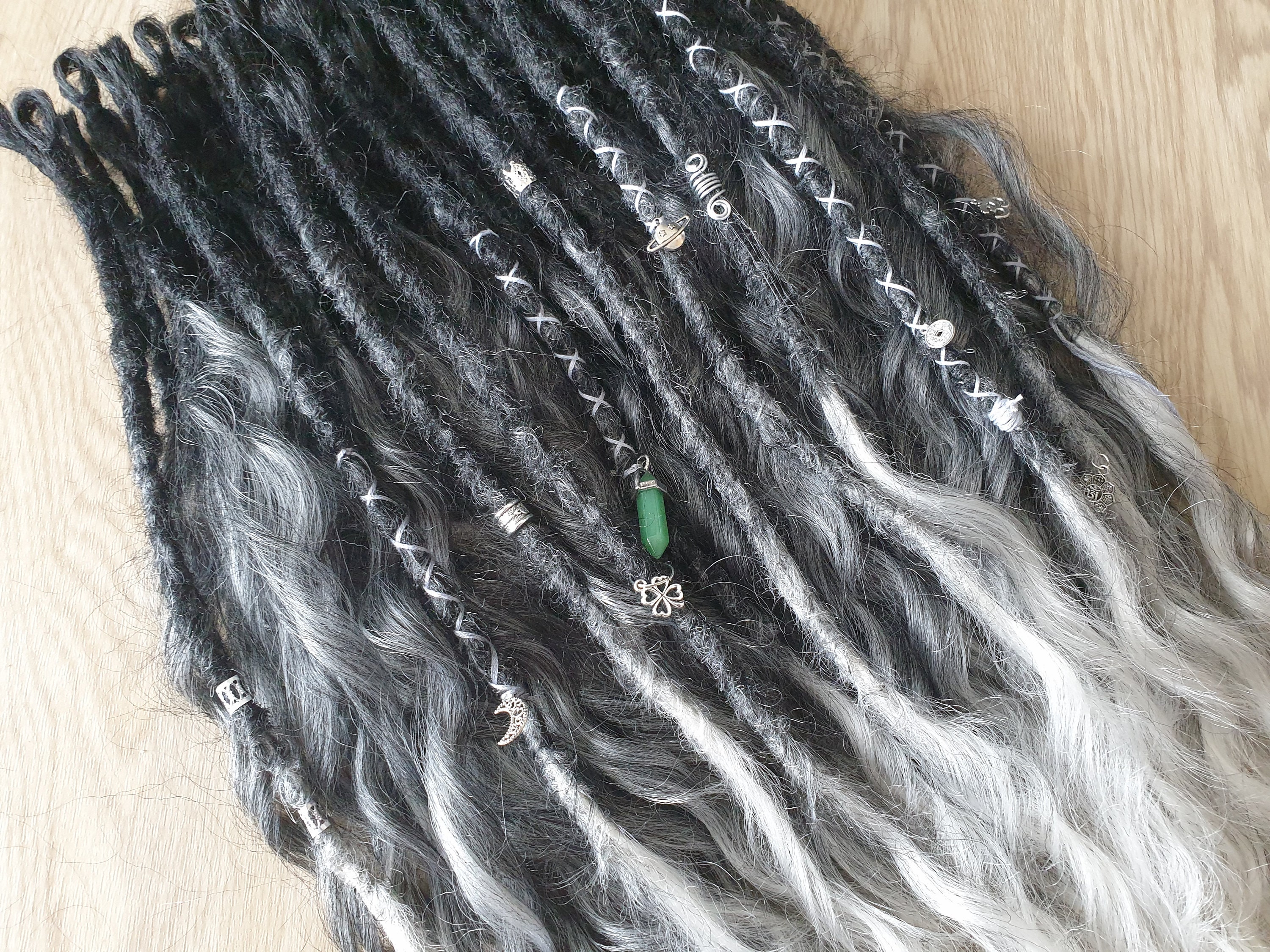 Luxe Hybrid Locks Curly Dreads / Wavy Dreadlocks in Black and Grey ...